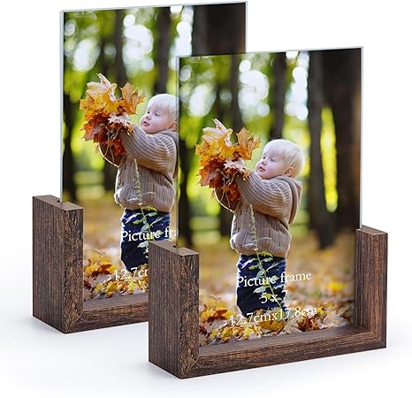 Amazon.com - PETAFLOP 5x7 Picture Frame Set of 2, Rustic Wooden Photo ...