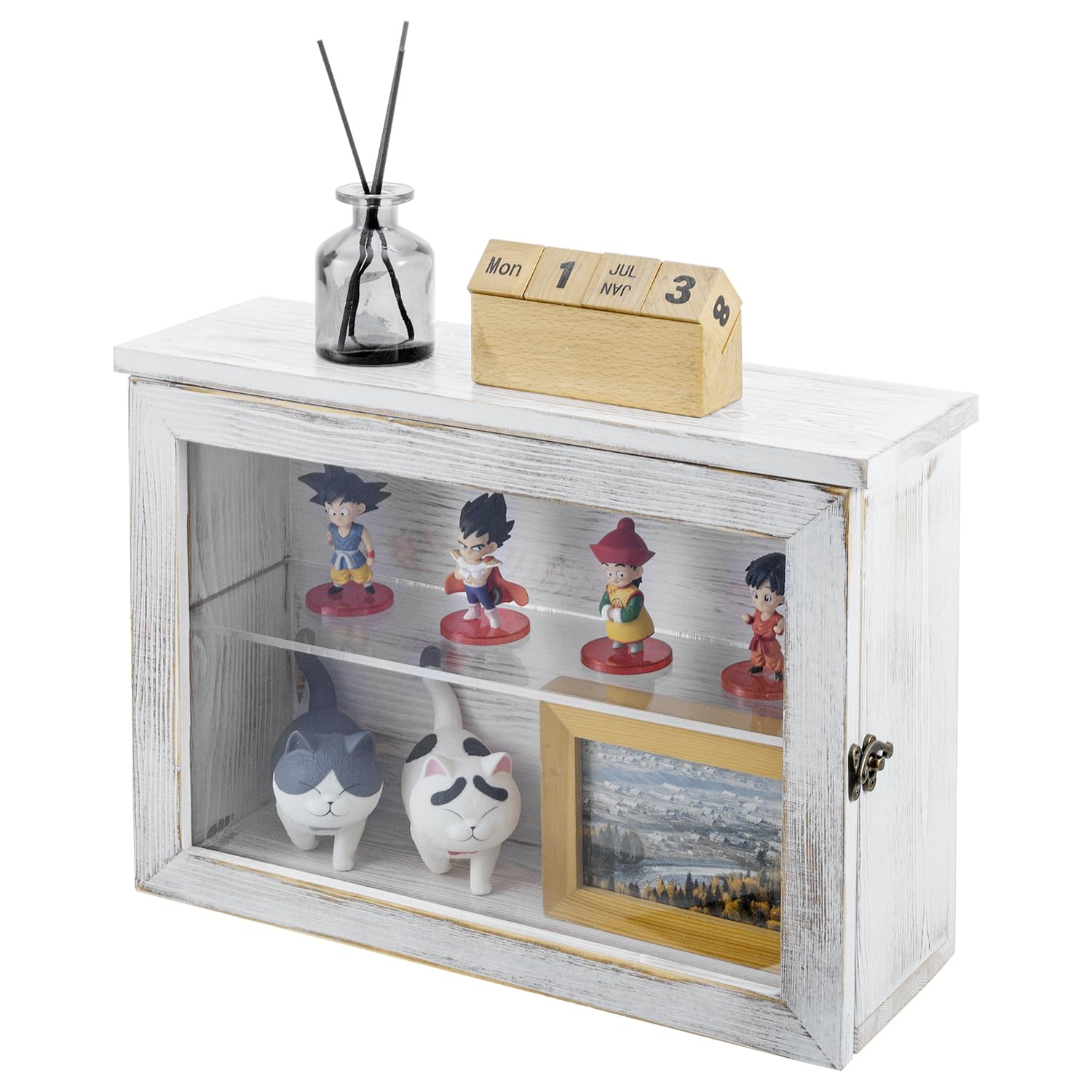 Amazon.com - MyGift 15 x 11 inch Wall Mounted Shabby Whitewashed Wood Display Case, Hanging ...