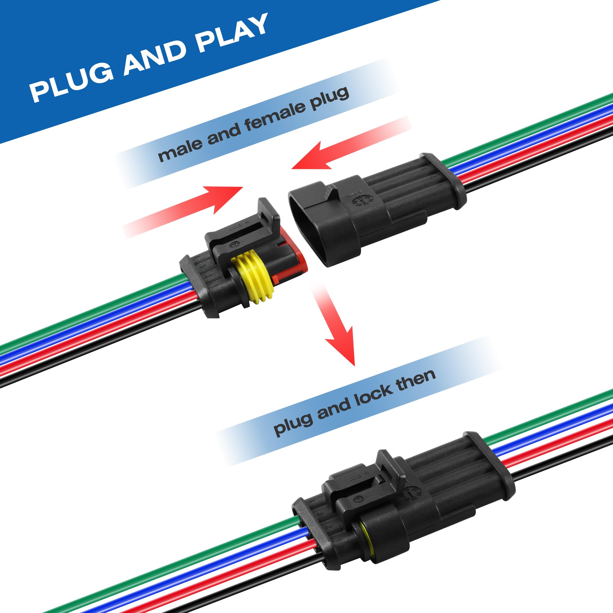 Snapklik.com : RDBS 5 Kit 4 Pin Electrical Wire Connectors 4 Way ...