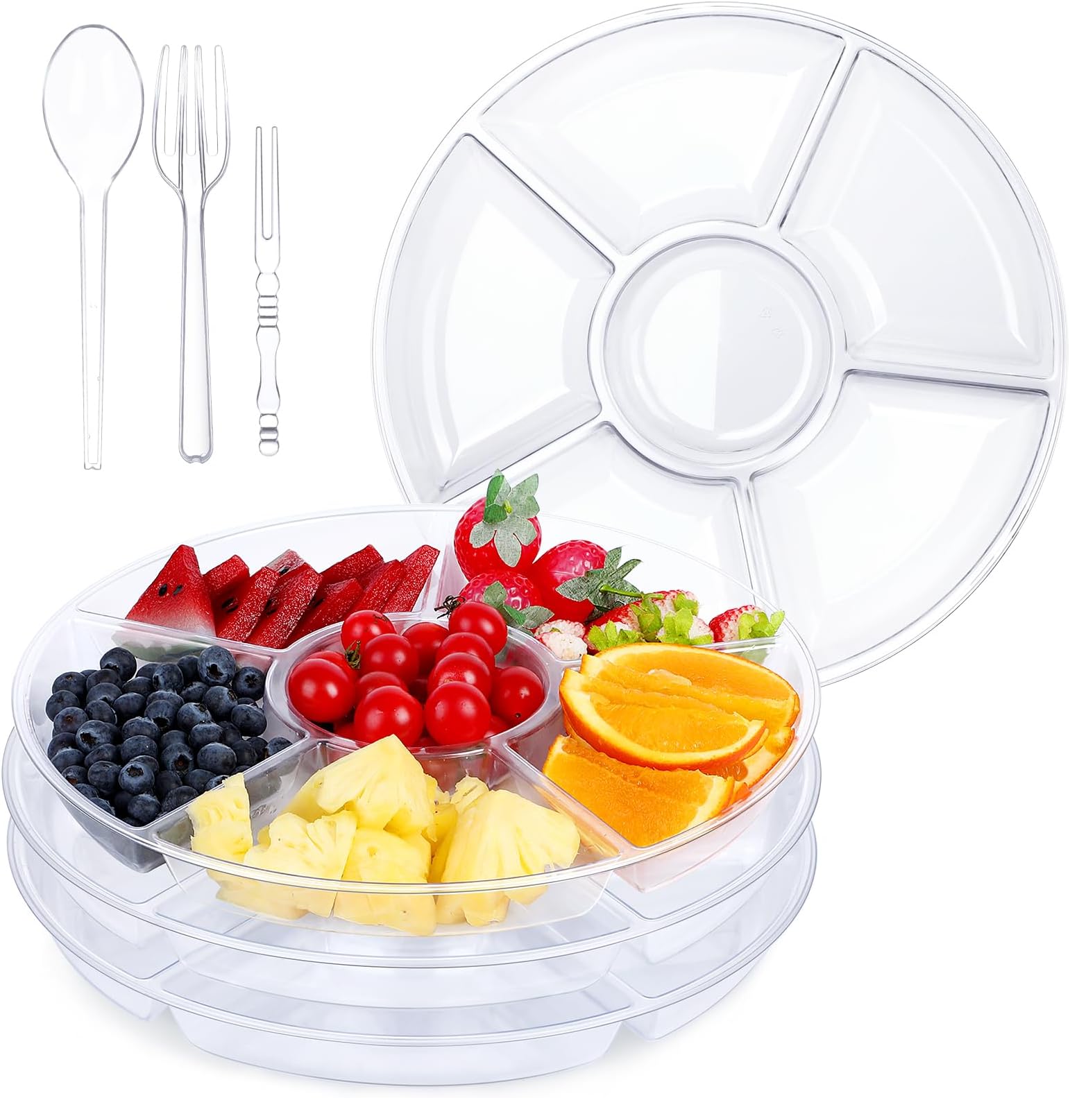 Amazon.com: DI QIU REN 4 Pack 6 Sectional Round Plastic Serving Tray ...