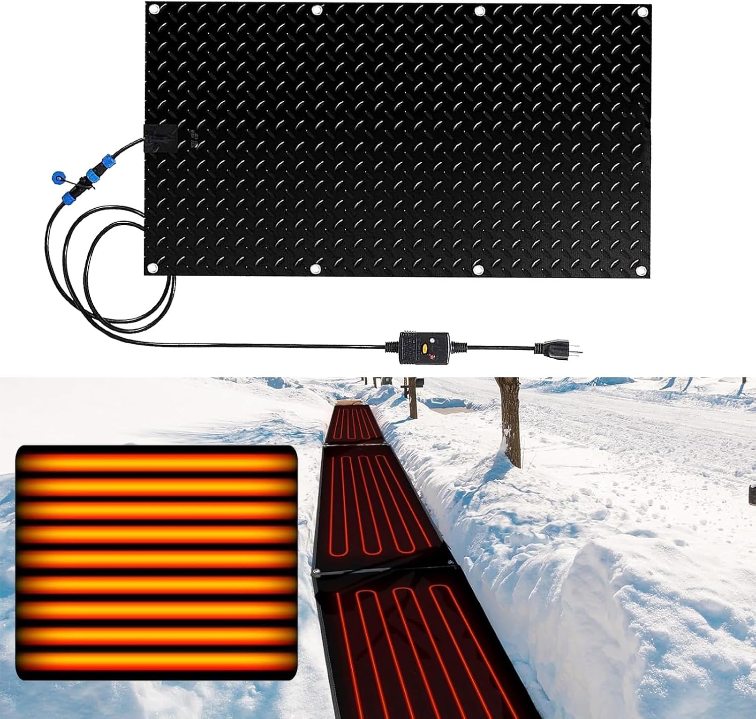 Amazon.com : Heated Outdoor Mat for Entrances Decks Sidewalks Walkway ...
