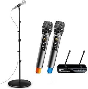 Amazon.com: Bietrun Wireless Microphone WXM08 with Mic Stand : Musical ...