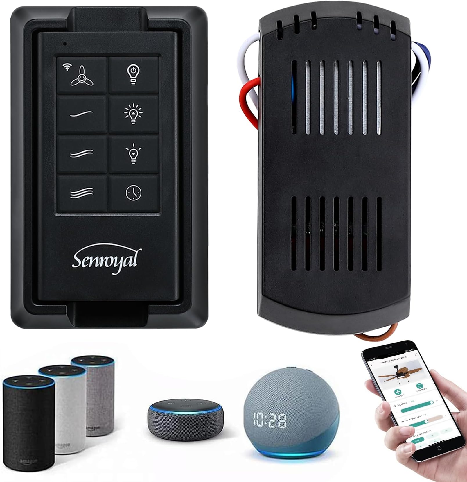 Smart WiFi Fan Switch Ceiling Fan and Light Universal Remote Control ...