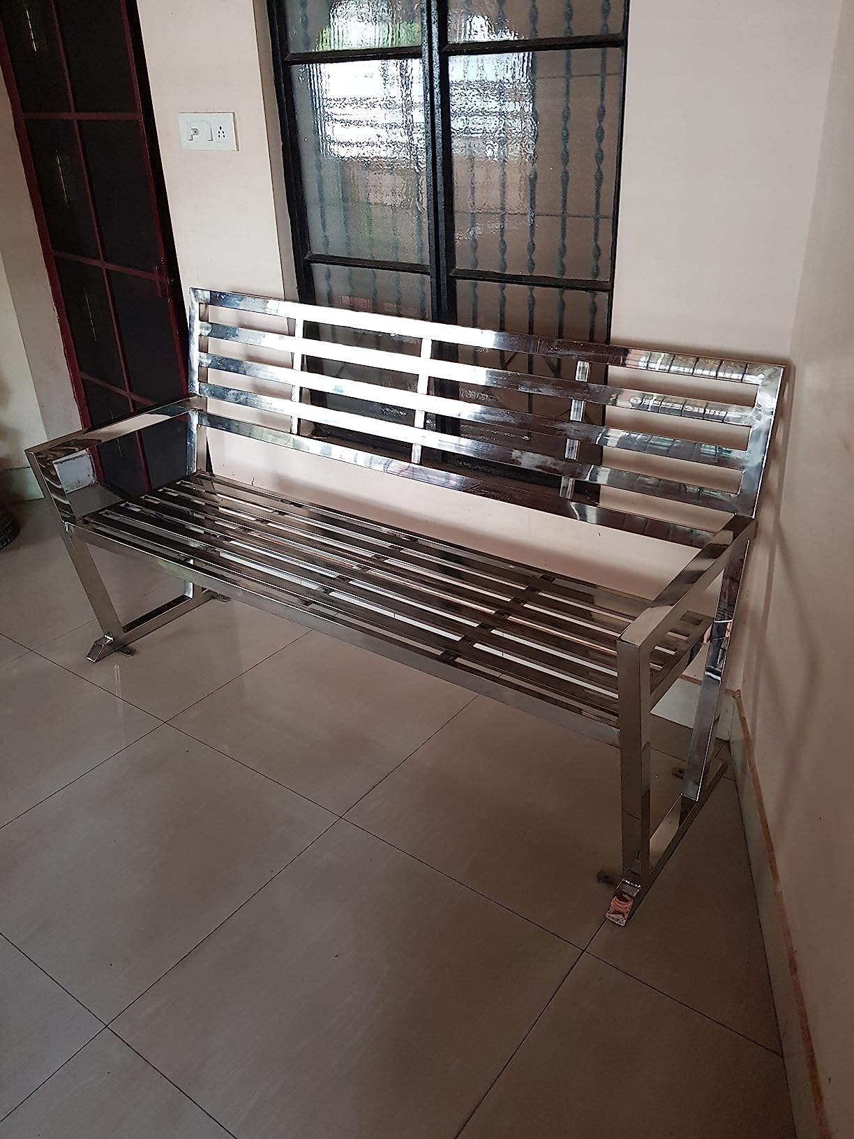 S. K. MODERN ART Three-Seater Sitting Bench with Back Rest for Office ...