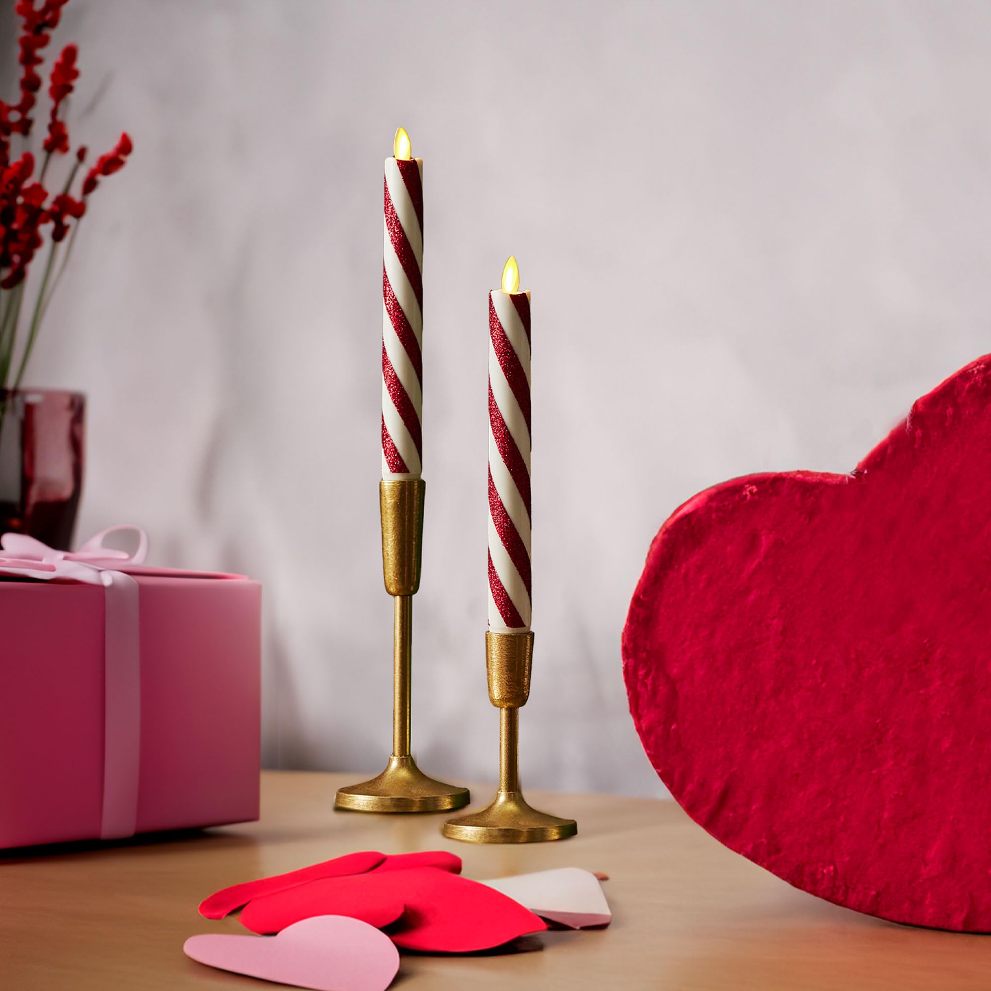 Snapklik.com : Flameless Battery Operated Taper Candle - Candy Cane Red ...
