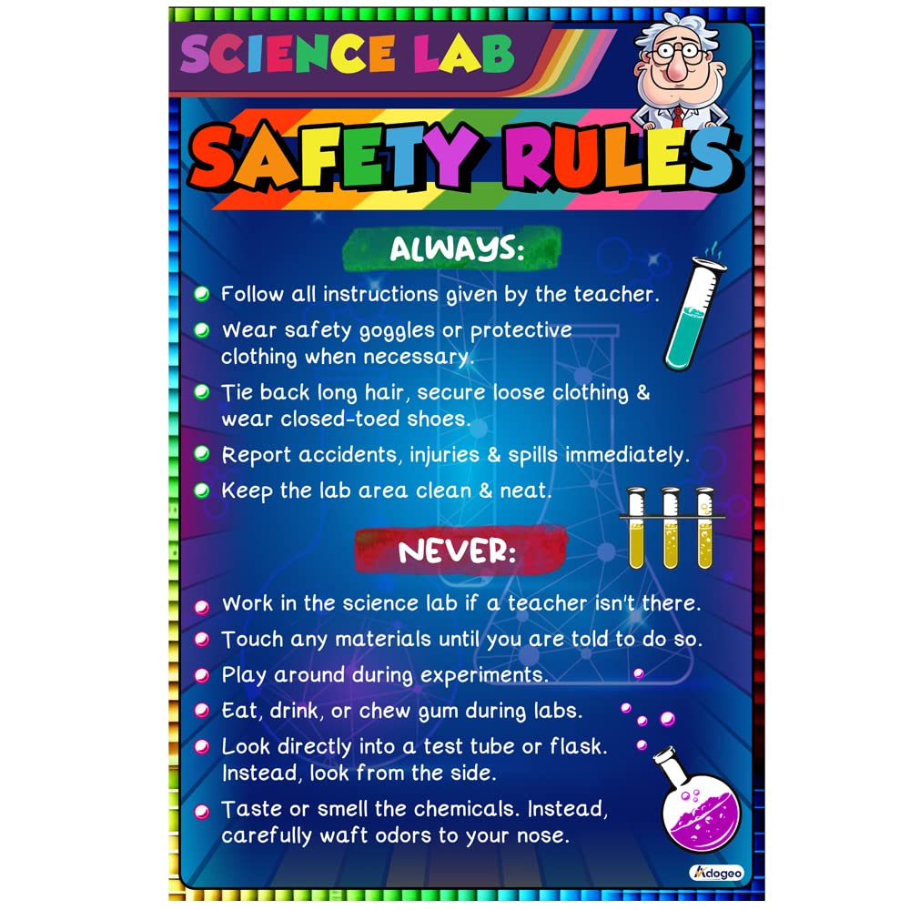 ADOGEO Science Lab Safety Rules Poster - Science Posters for Middle ...