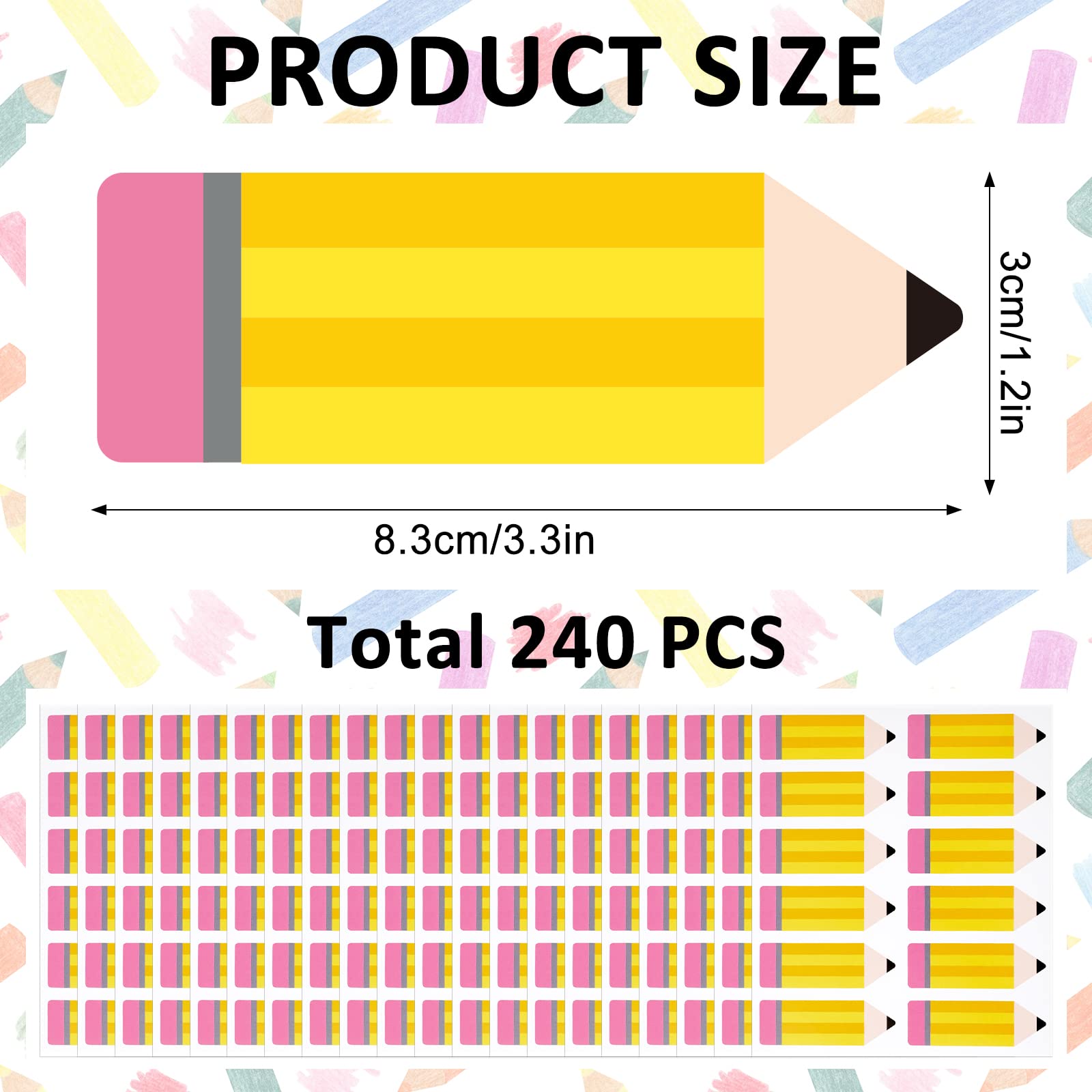 Pencil Themed Student Labels 240-pack 240-Pack Pencil Name Tags For ...