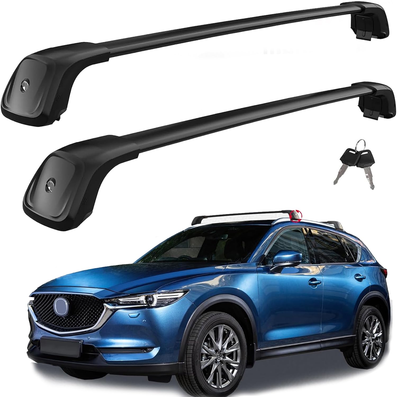 Snapklik.com : Etesan 260 LBS Load Aluminum Cross Bars Fit For Mazda ...