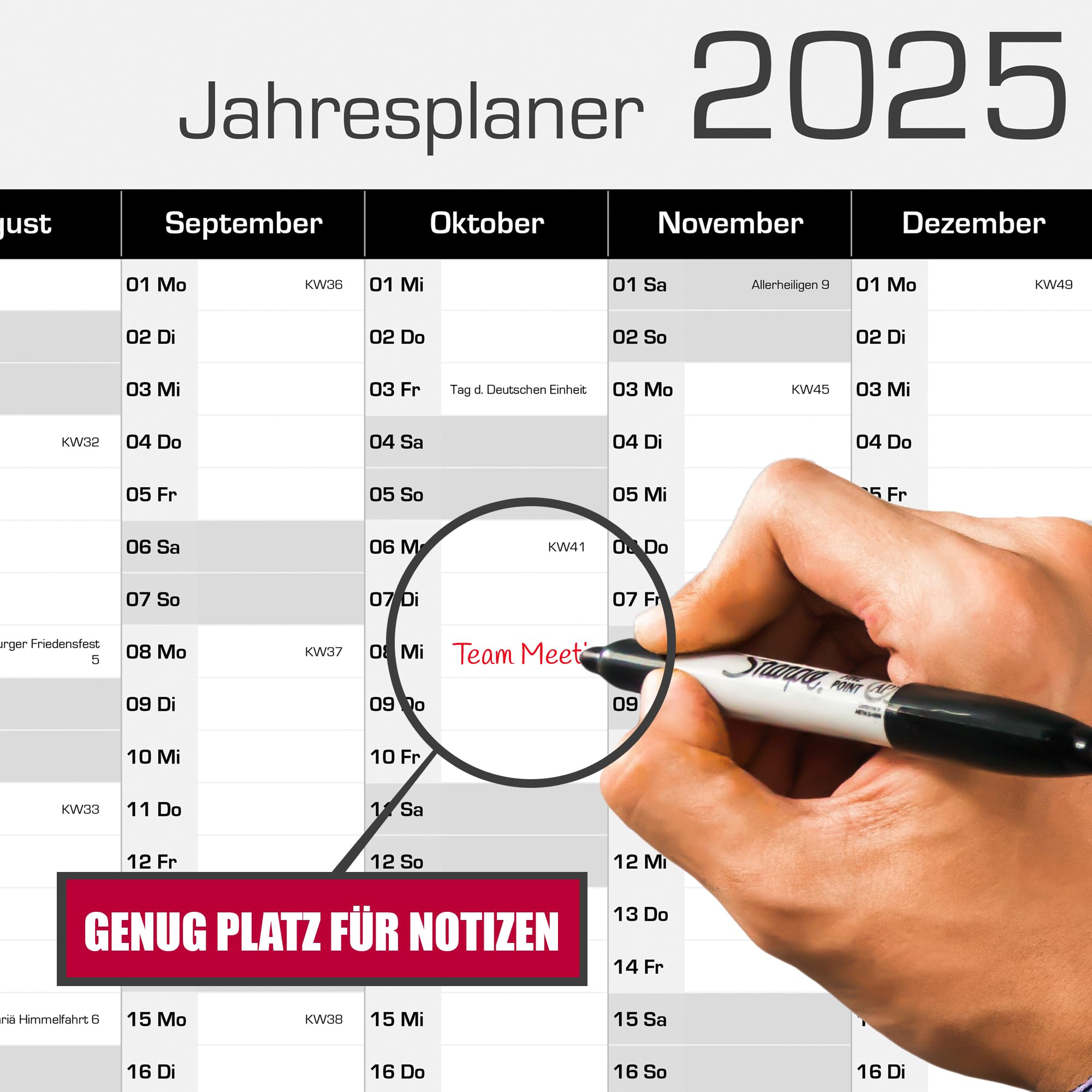 Familie Kalender Met Feestdagen XXL Wandkalender 2025, Jaarplanner A1 ...
