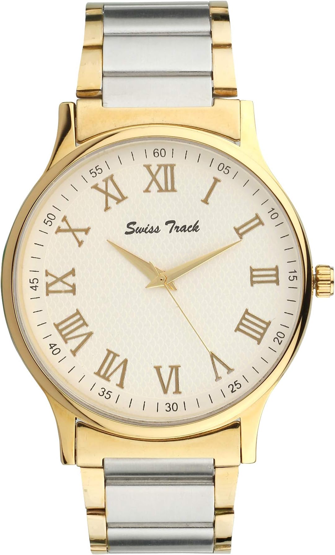 Swiss Trend Analogue Men & Women's Watch (White Dial Silver & Gold ...