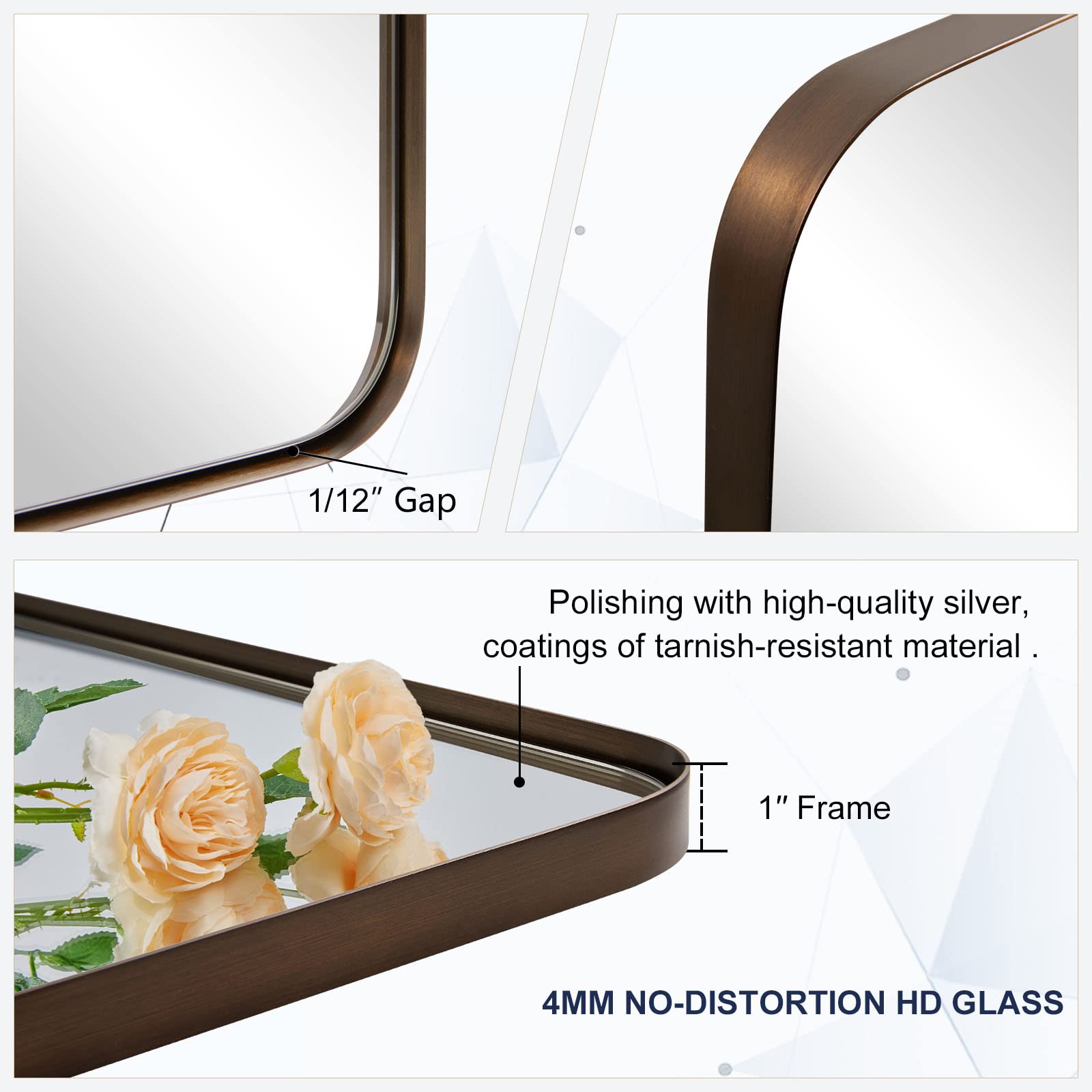 ANDY STAR Bronze Bathroom Mirror for Wall, 36X48” Bronze Wall Mirror ...