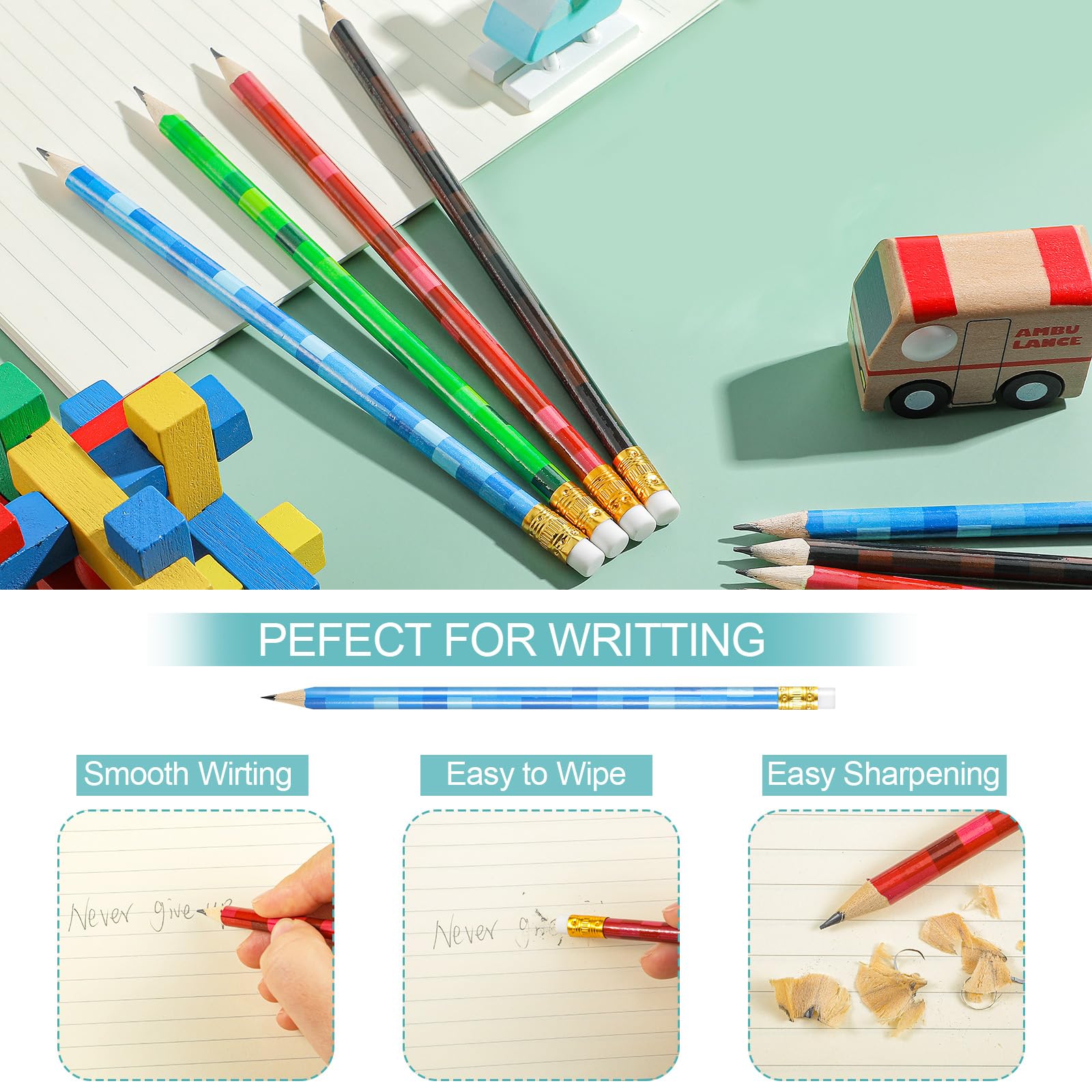 Snapklik.com : Spakon 36 Pieces Pixel Themed Pencils Multicolor Style ...
