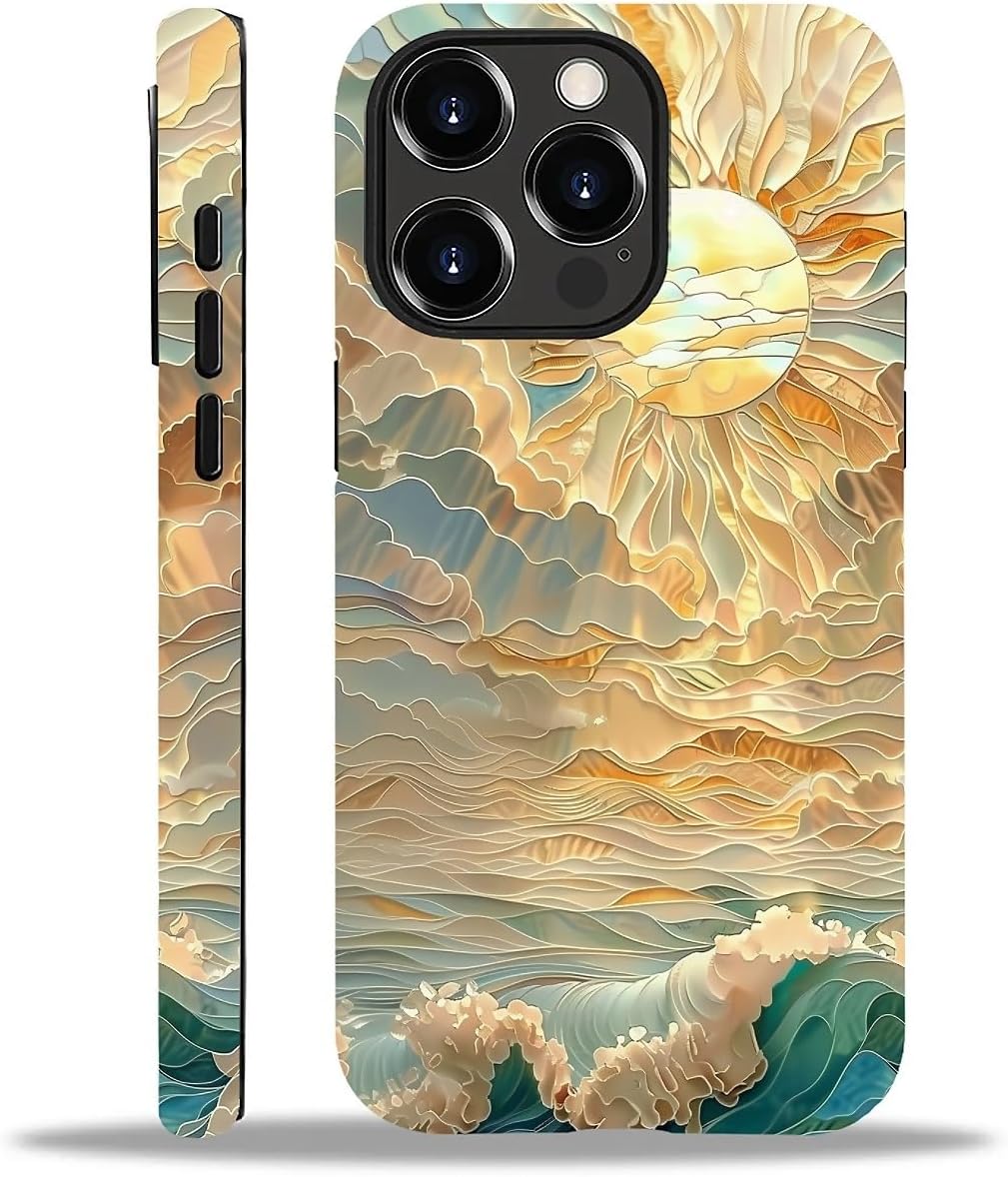Amazon.com: ZHEGAILIAN Case for iPhone 12 iPhone 12 Pro,Ocean Waves Sun ...