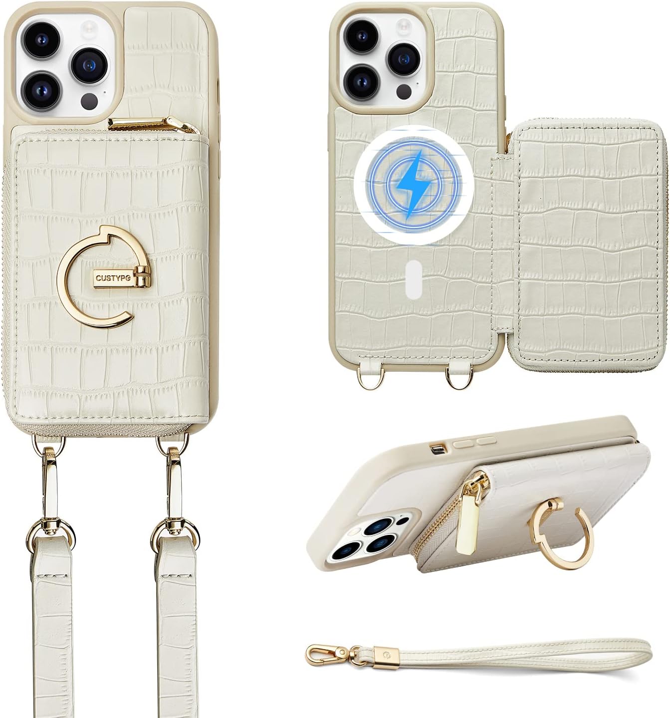 Amazon.com: CUSTYPE Compatible with iPhone 14 Pro Max Case Wallet with Card Holder,360 Rotation ...