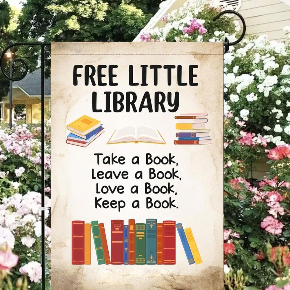 Amazon.com: Free Little Library Garden Flag, Take A Book Leave A Book ...