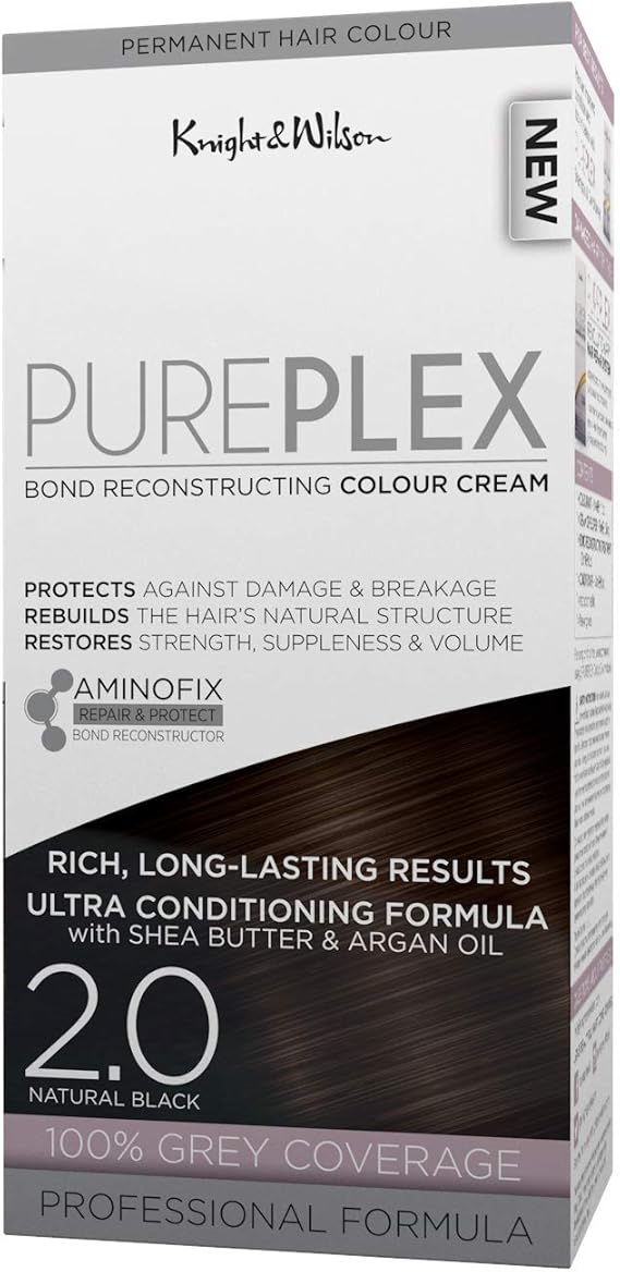 Knight & Wilson PurePlex Natural Black Permanent Hair Colour Dye ...