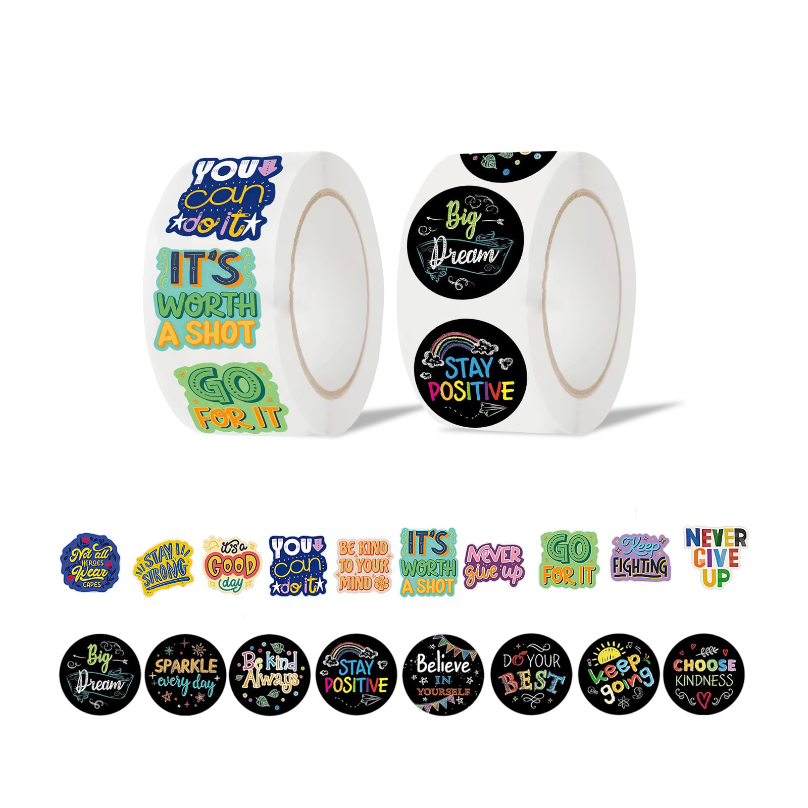 Amazon.com: GTOTd Inspirational Motivational Quote Dot Stickers Roll ...
