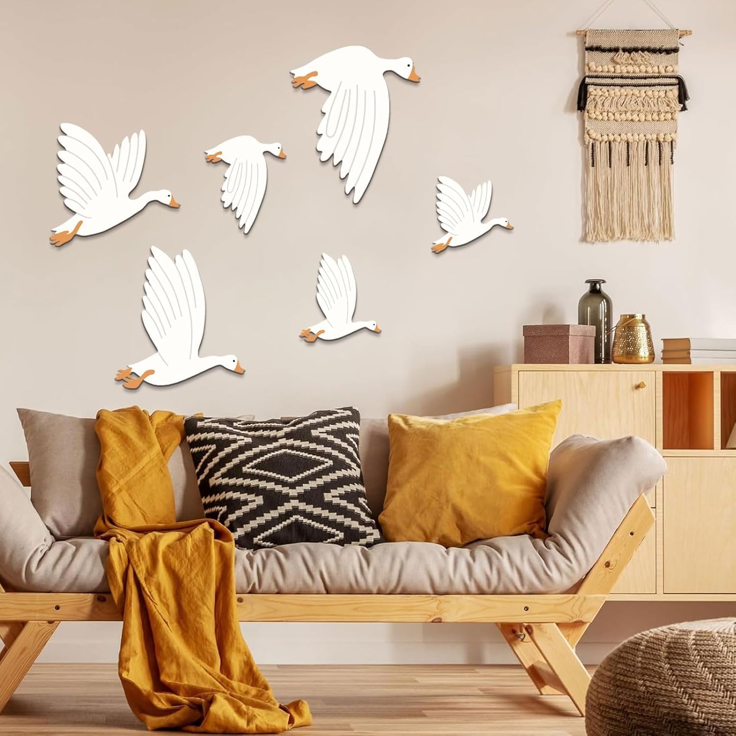Amazon.com: ruelen 6 Pcs Wood Wall Decor Wooden Flying Geese Wall Art ...