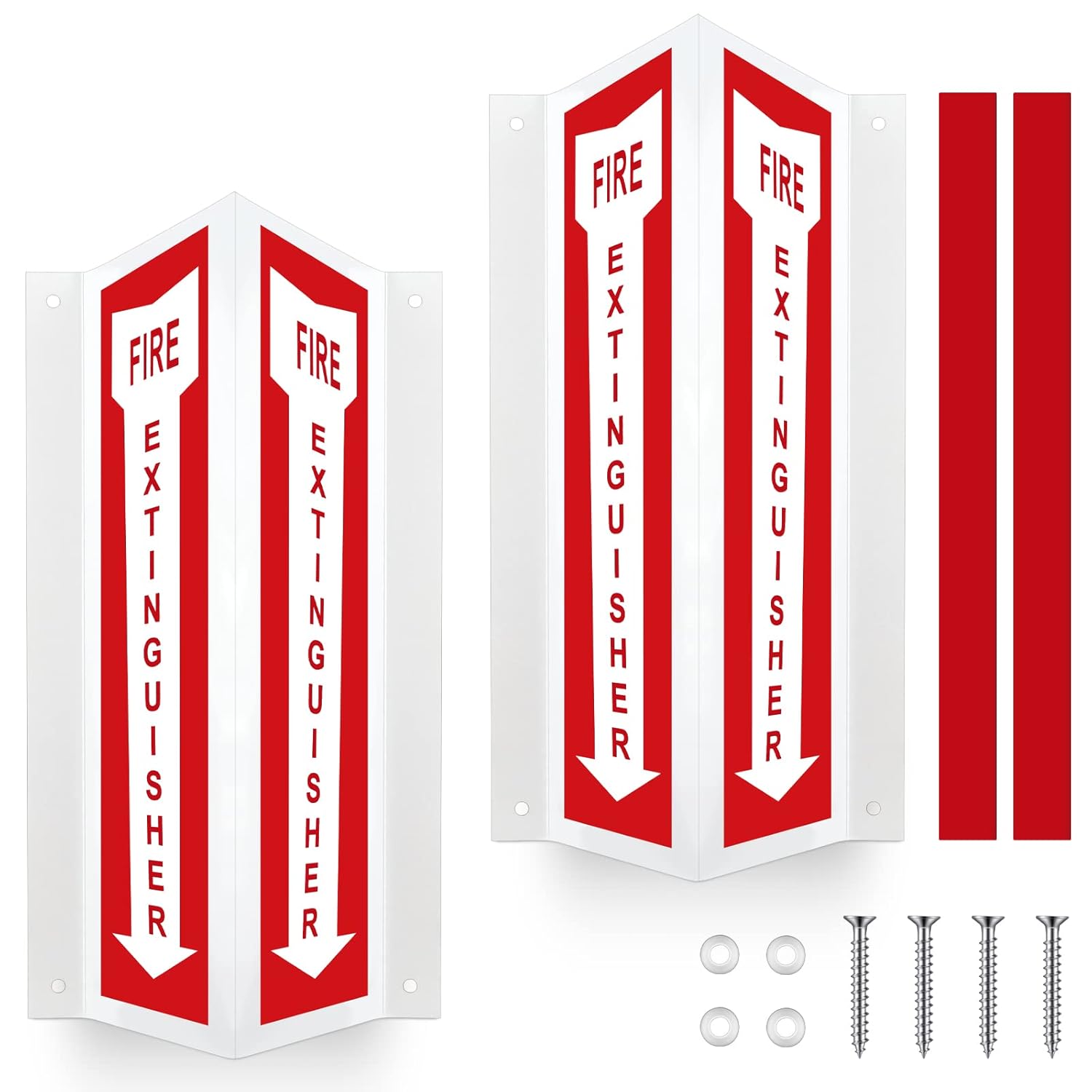 Therwen 2 Sets 3D Fire Extinguisher Sign Arrow Down Fire Projection ...