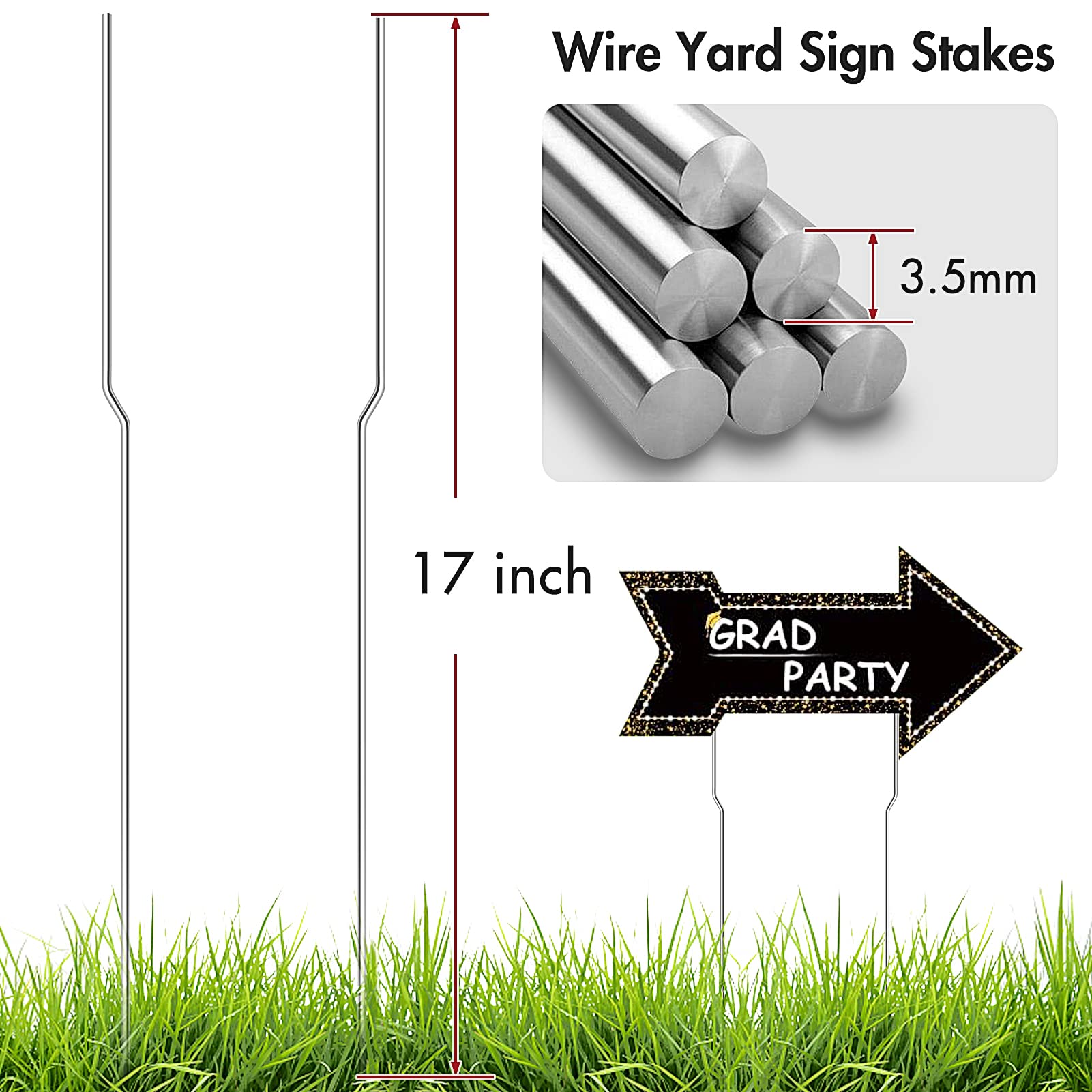 Snapklik.com : 40Pcs Metal Yard Sign Stakes 17 Inches Yard Stakes Wire ...