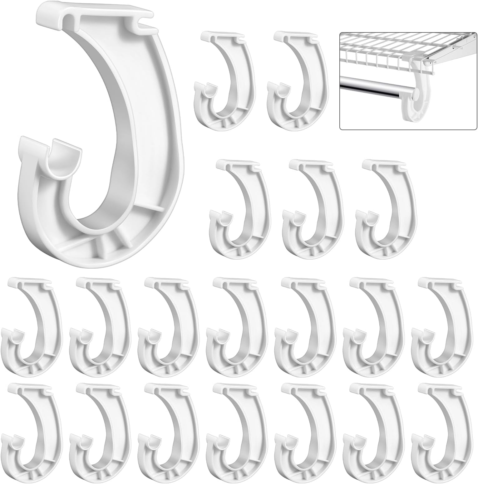 Amazon.com: 4Pcs 3/4 Hanging Rod Support,White Closet Shelf Rod Holder ...