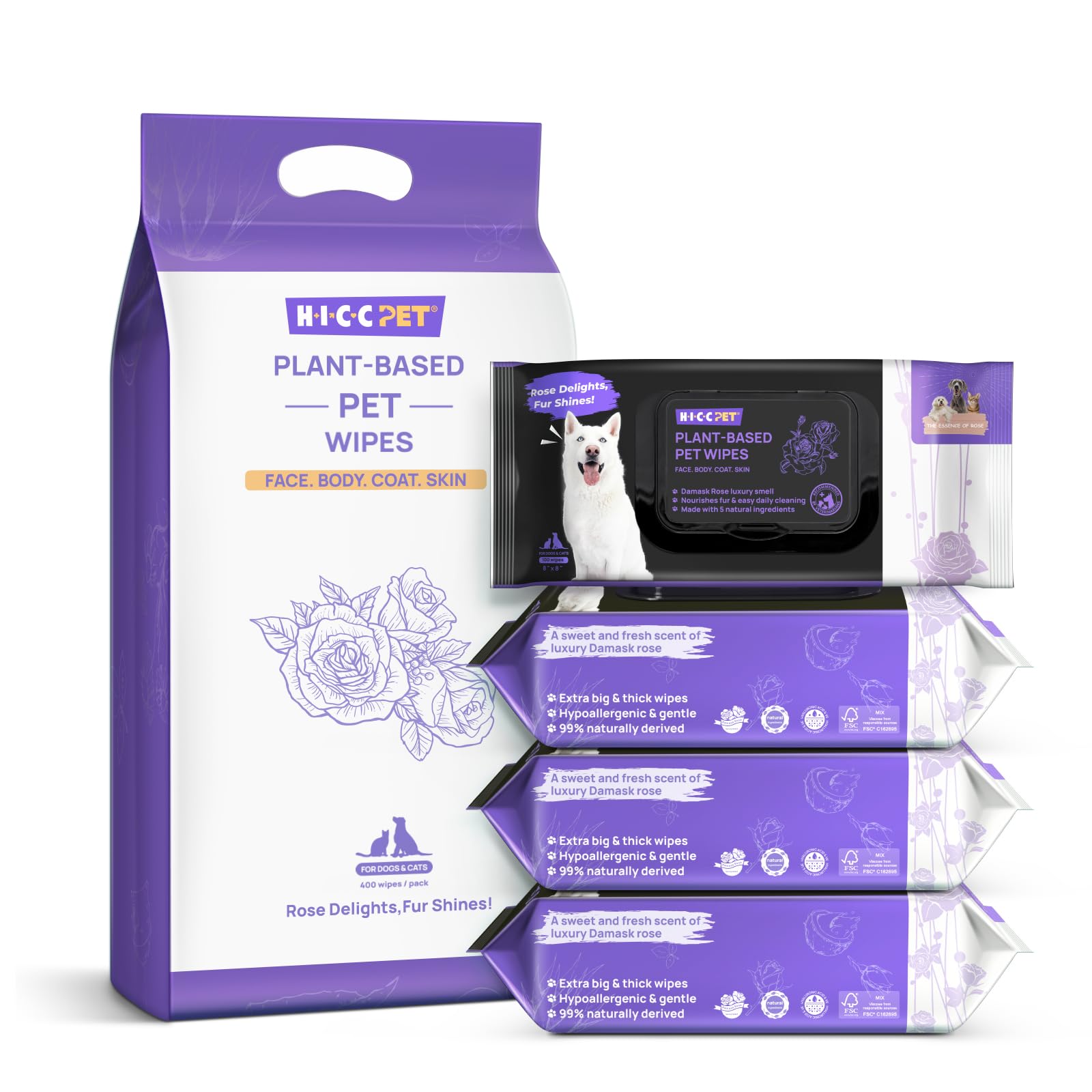 Amazon.com : HICC PET Cleaning Deodorizing Wipes for Dogs & Cats, Plant ...
