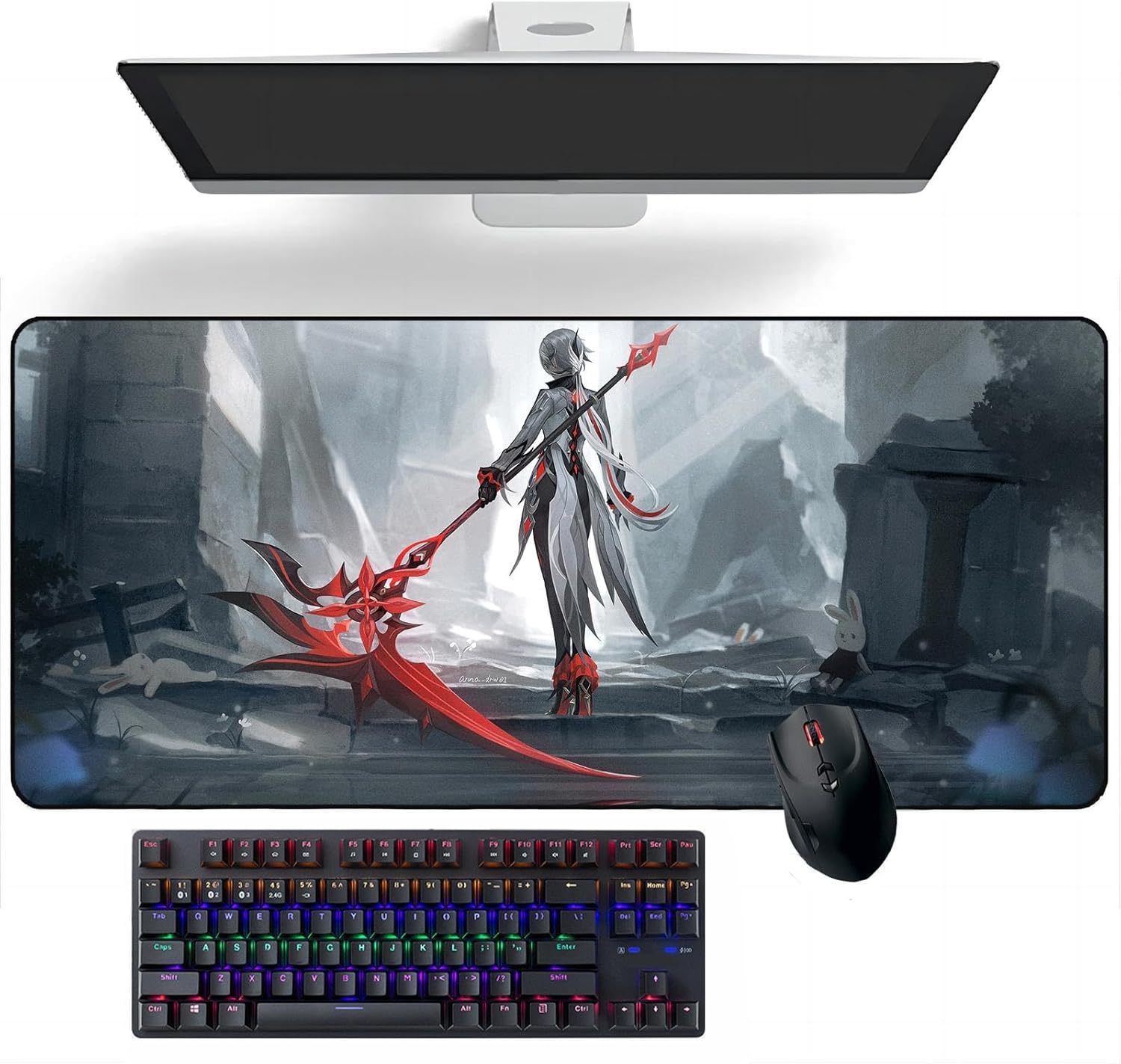 Amazon.com: Anime Mouse pad Arlecchino Anime Desk Mat Keyboard Mat ...