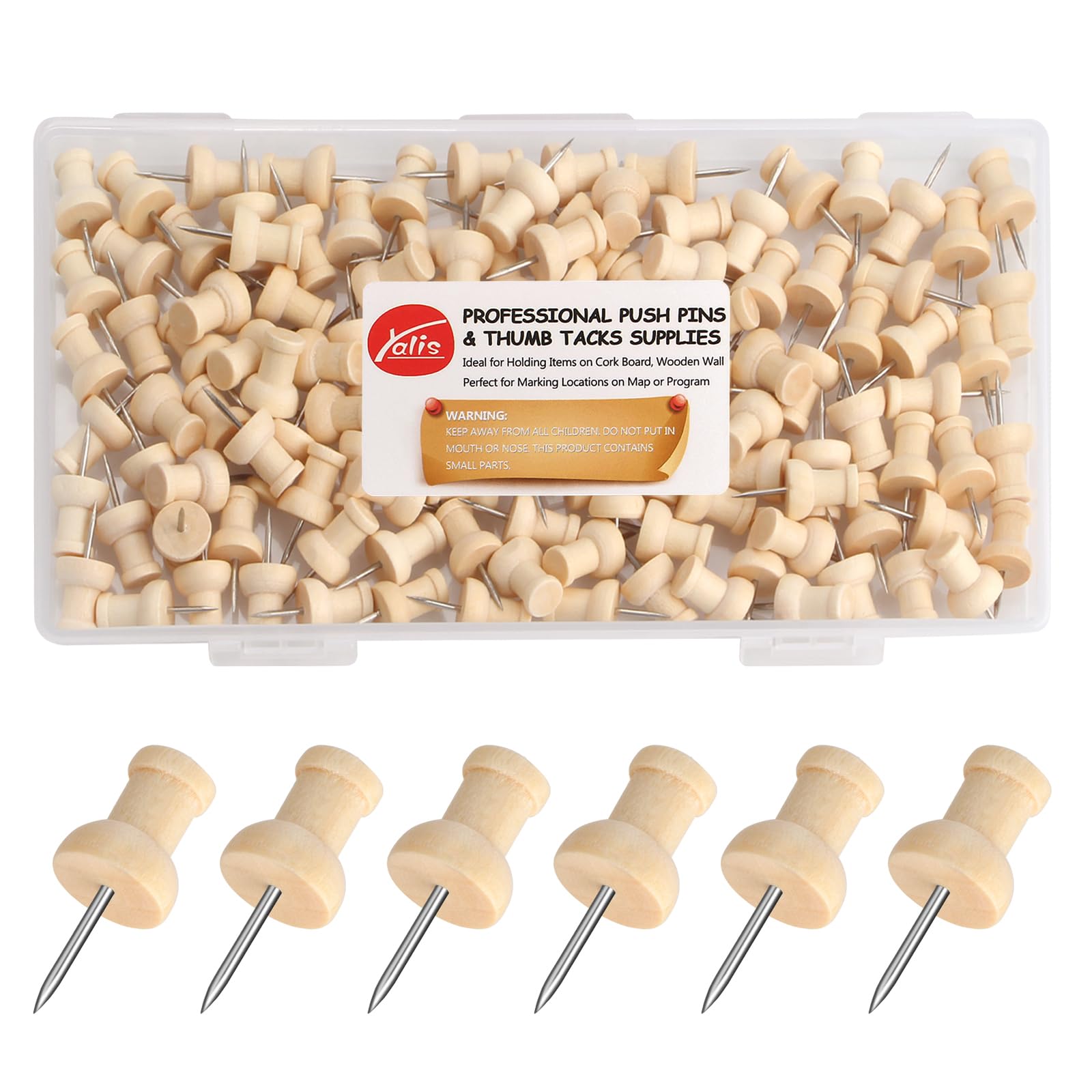 Snapklik.com : Yalis Wood Push Pins 120 Pcs,Decorative Wooden Thumb ...