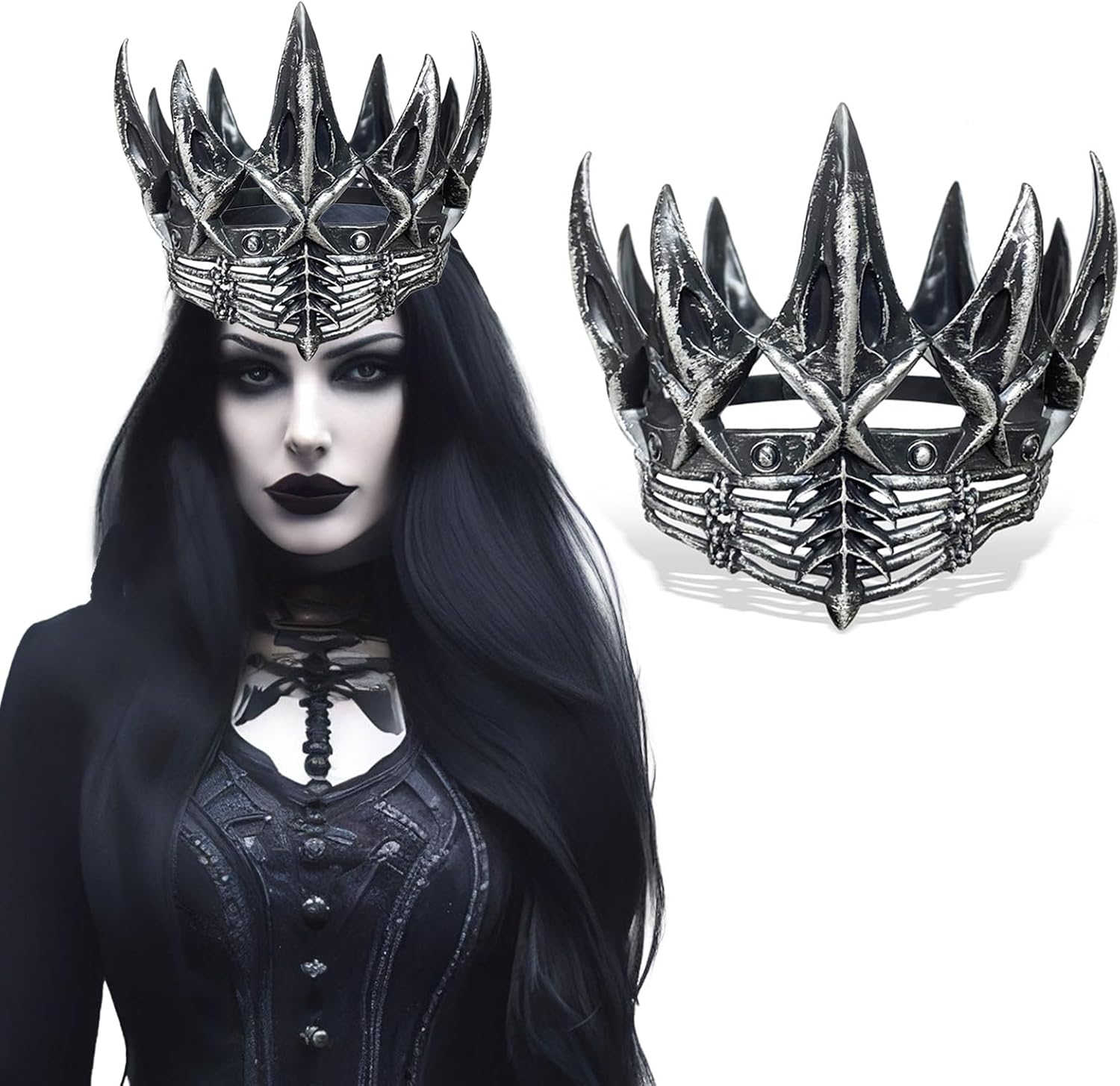 Amazon.com: Halloween Crow Crown Queen Goth Headpiece Witcher Crowns ...