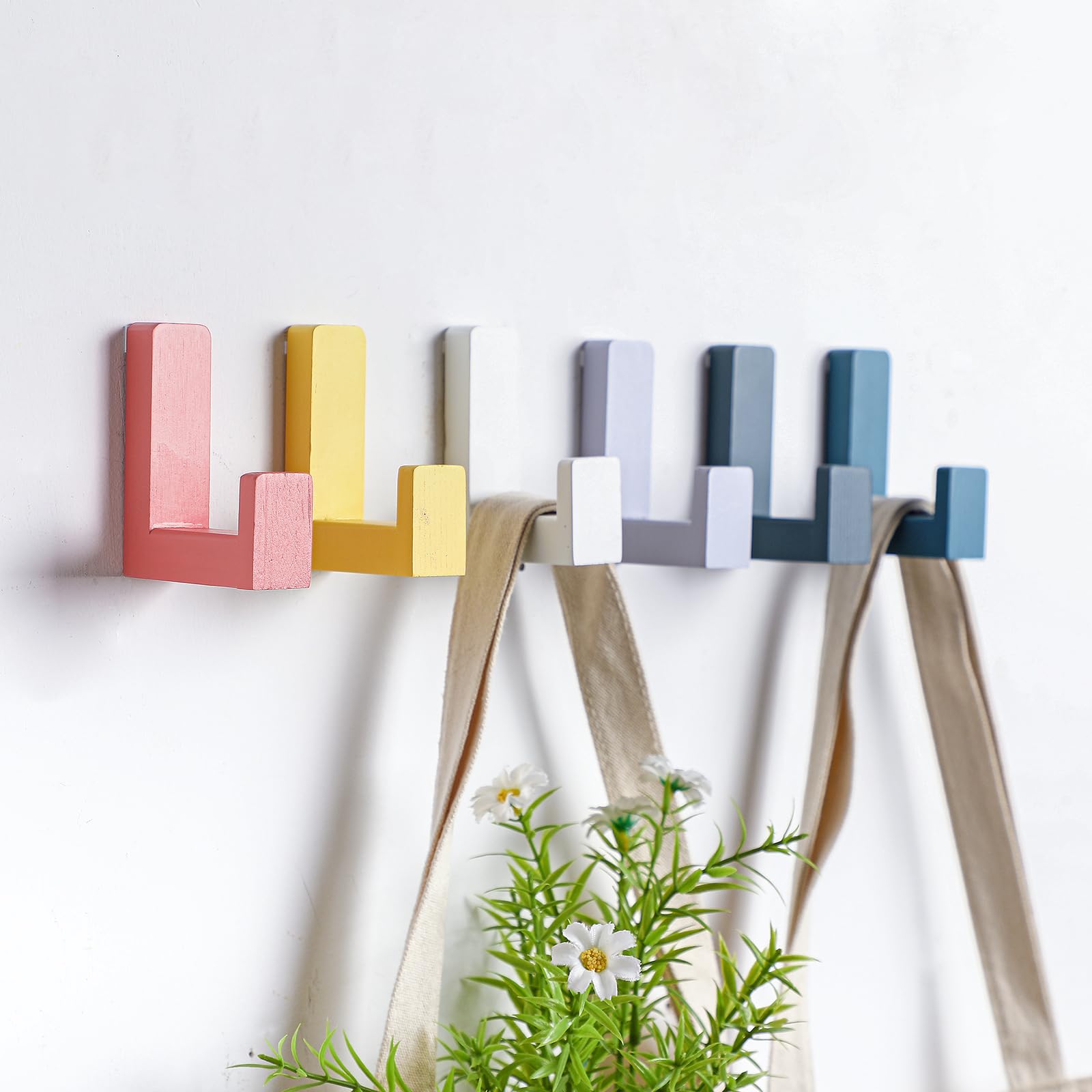 Amazon.com: Teenyyou 6 Pack Cute Kids Wall Hooks Wooden Decorative Wall ...