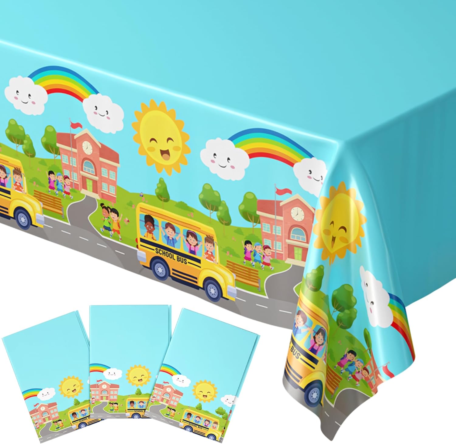 Amazon.com: Blue Orchards School Bus Tablecovers (Pack of 3) - School ...