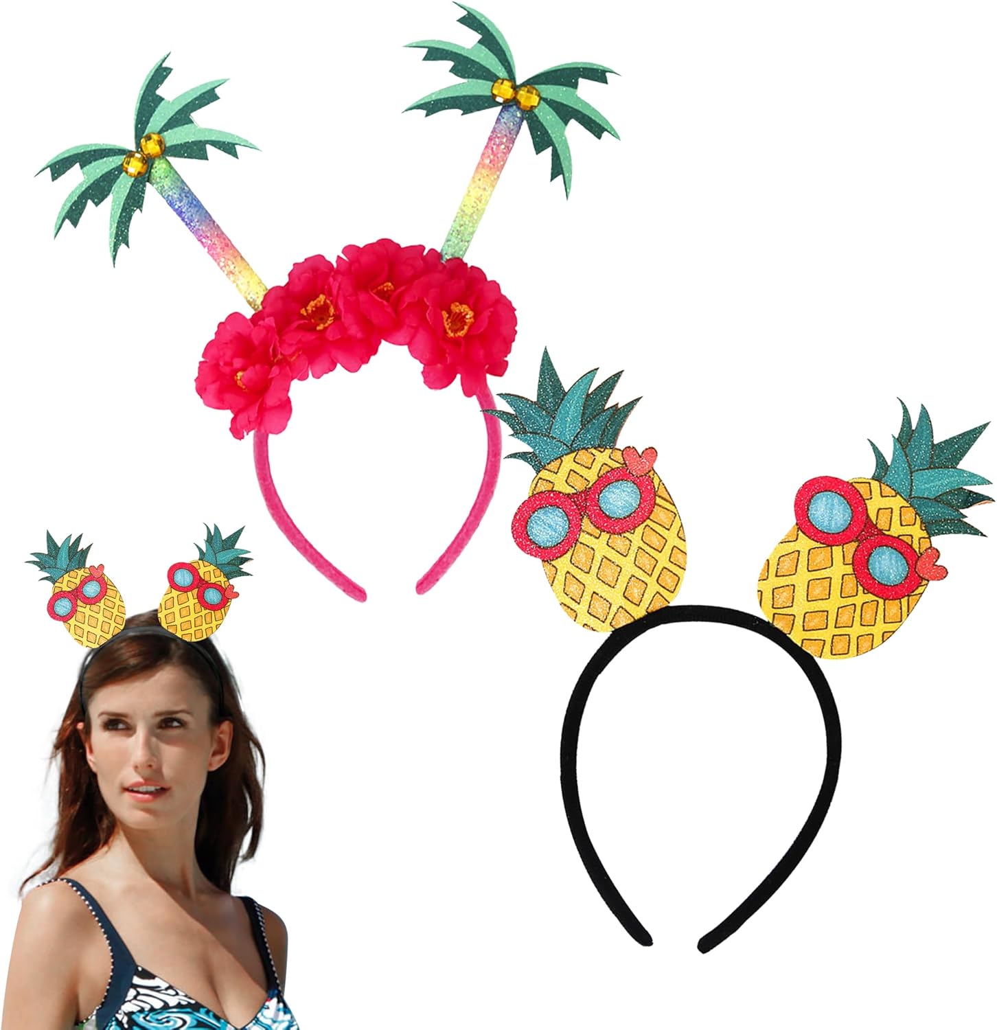 Amazon.com: AEGYPIUS 2 PCS Pineapple Headband Palm Tree Headband ...