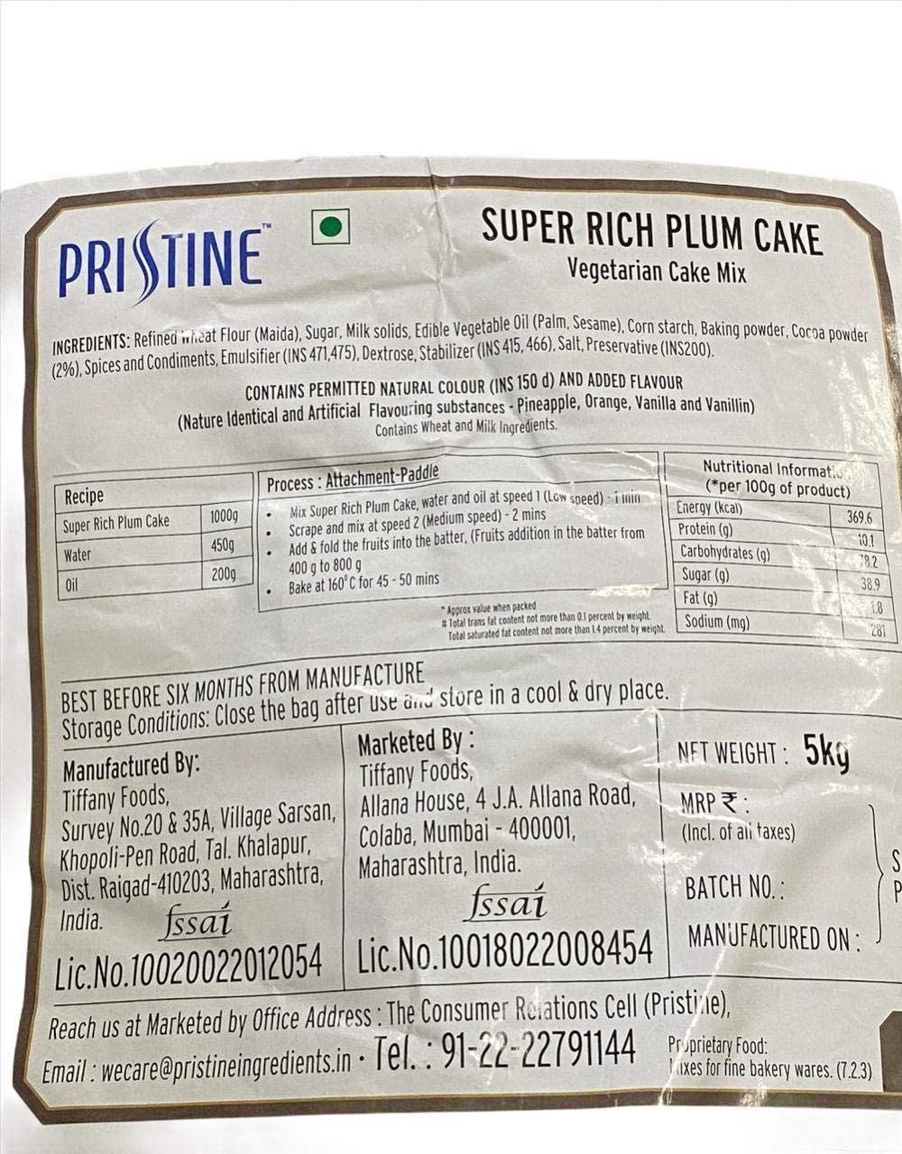 Bake Mitra Pristine Cake Premix All Purpose Veg Cake Pastry Mix Baking ...