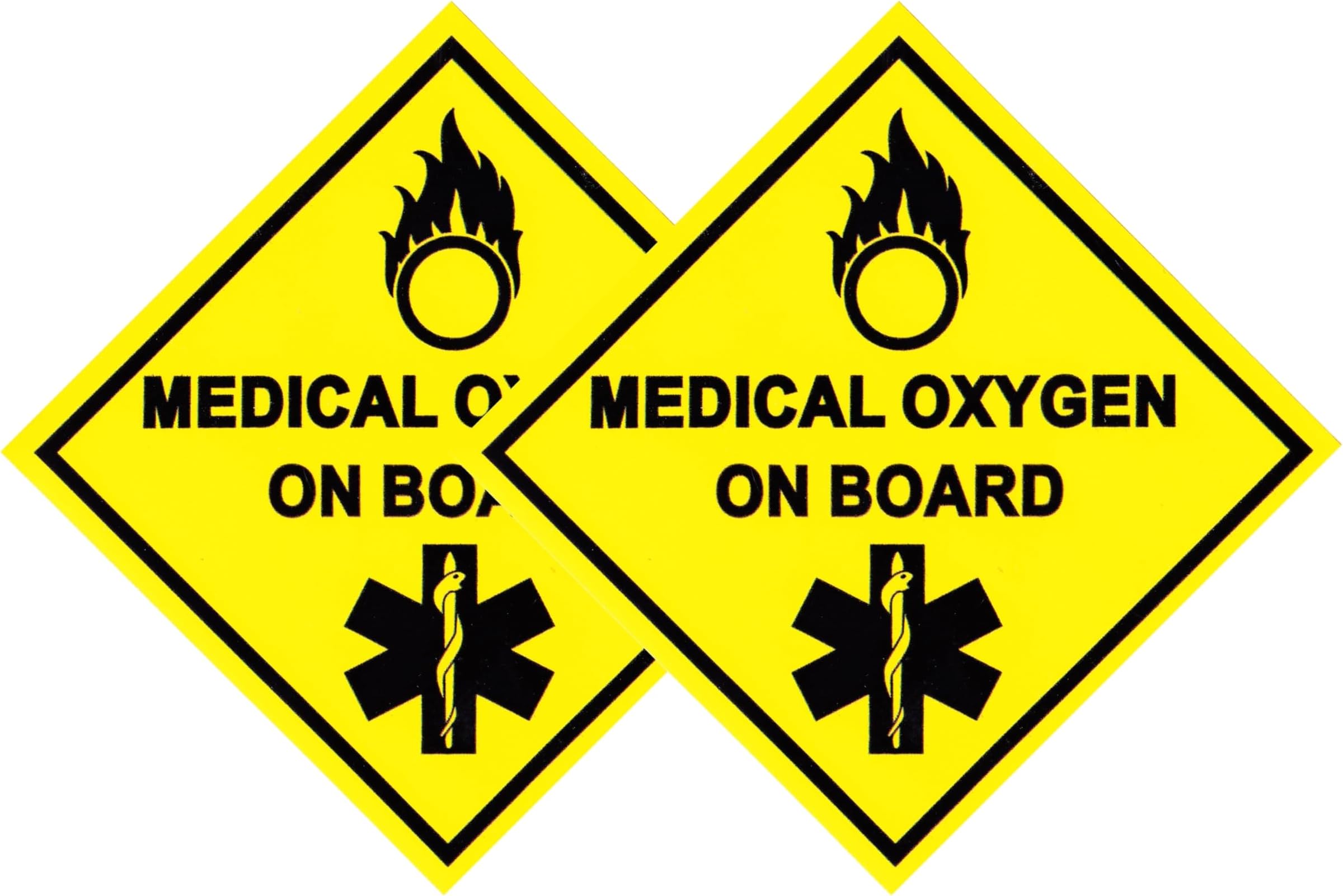 Tek Automotive Medical Oxygen On Board Car Sticker Twin Pack 10x10cm ...
