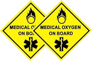 Tek Automotive Medical Oxygen On Board Car Sticker Twin Pack 10x10cm ...