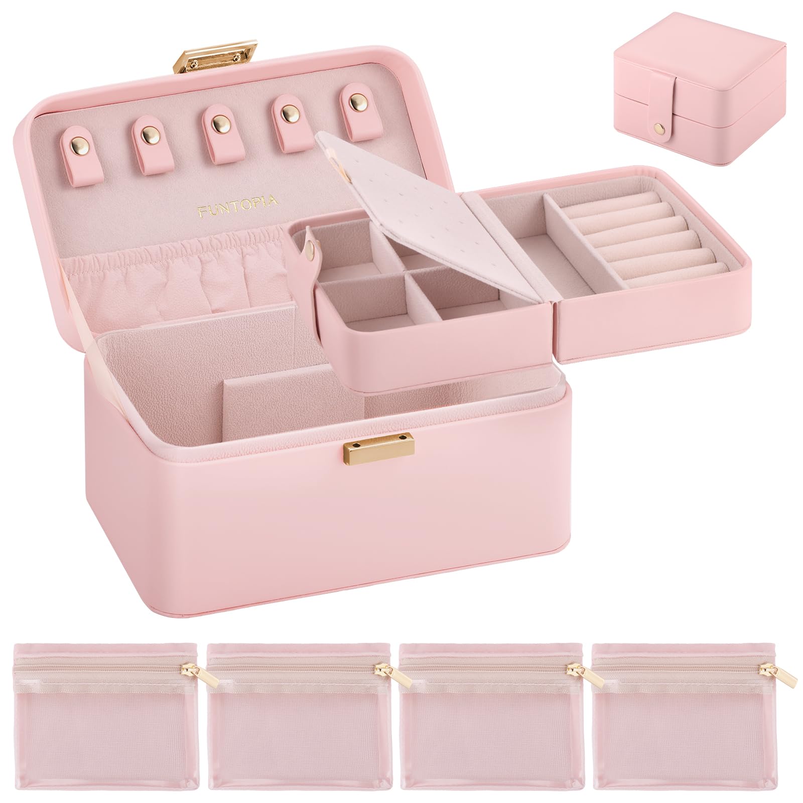 Amazon.com: Funtopia 3-in-1 Jewelry Box, Pink Jewelry Box for Women ...