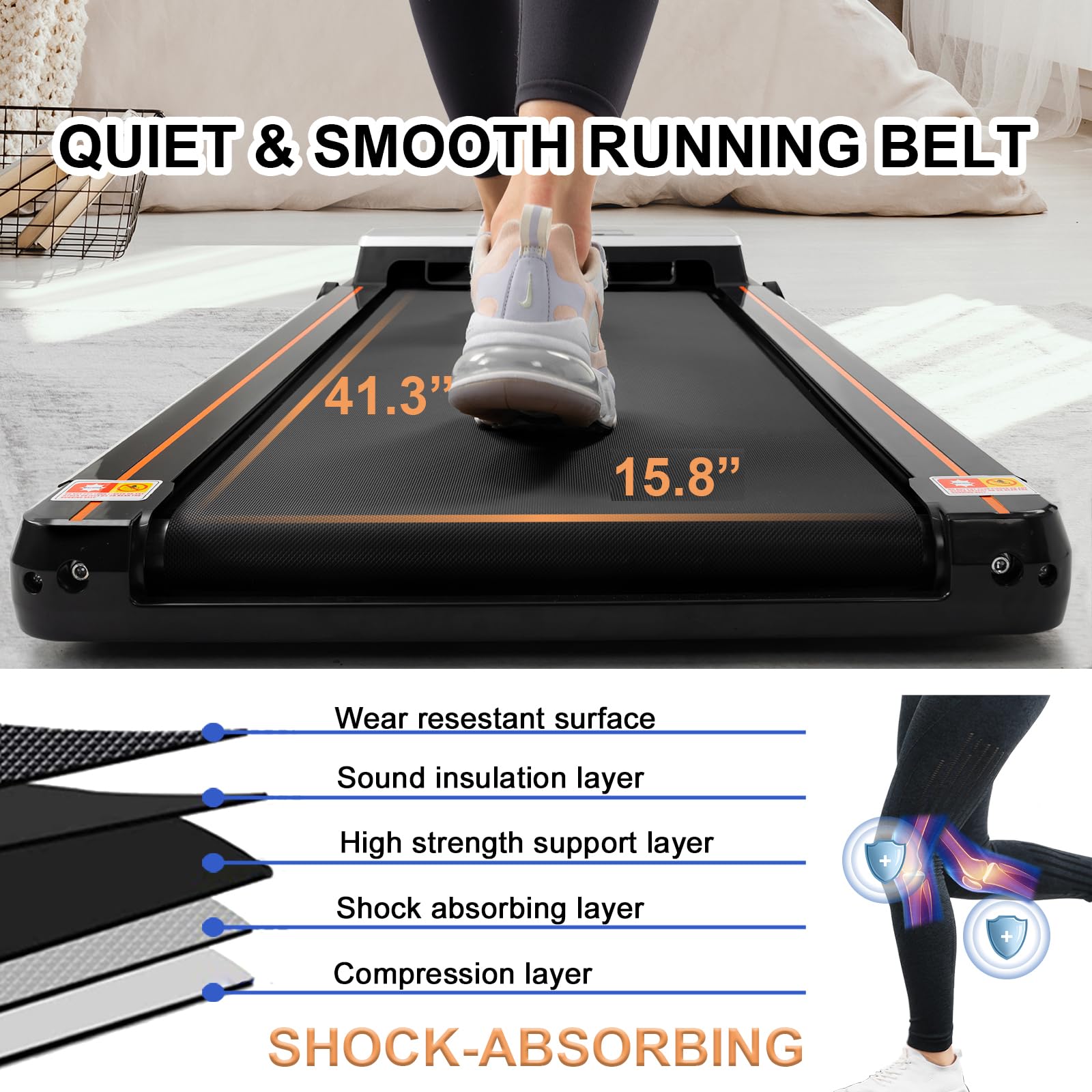 Snapklik.com : FYC Under Desk Treadmill 300LBS 3.5HP Slim Walking ...