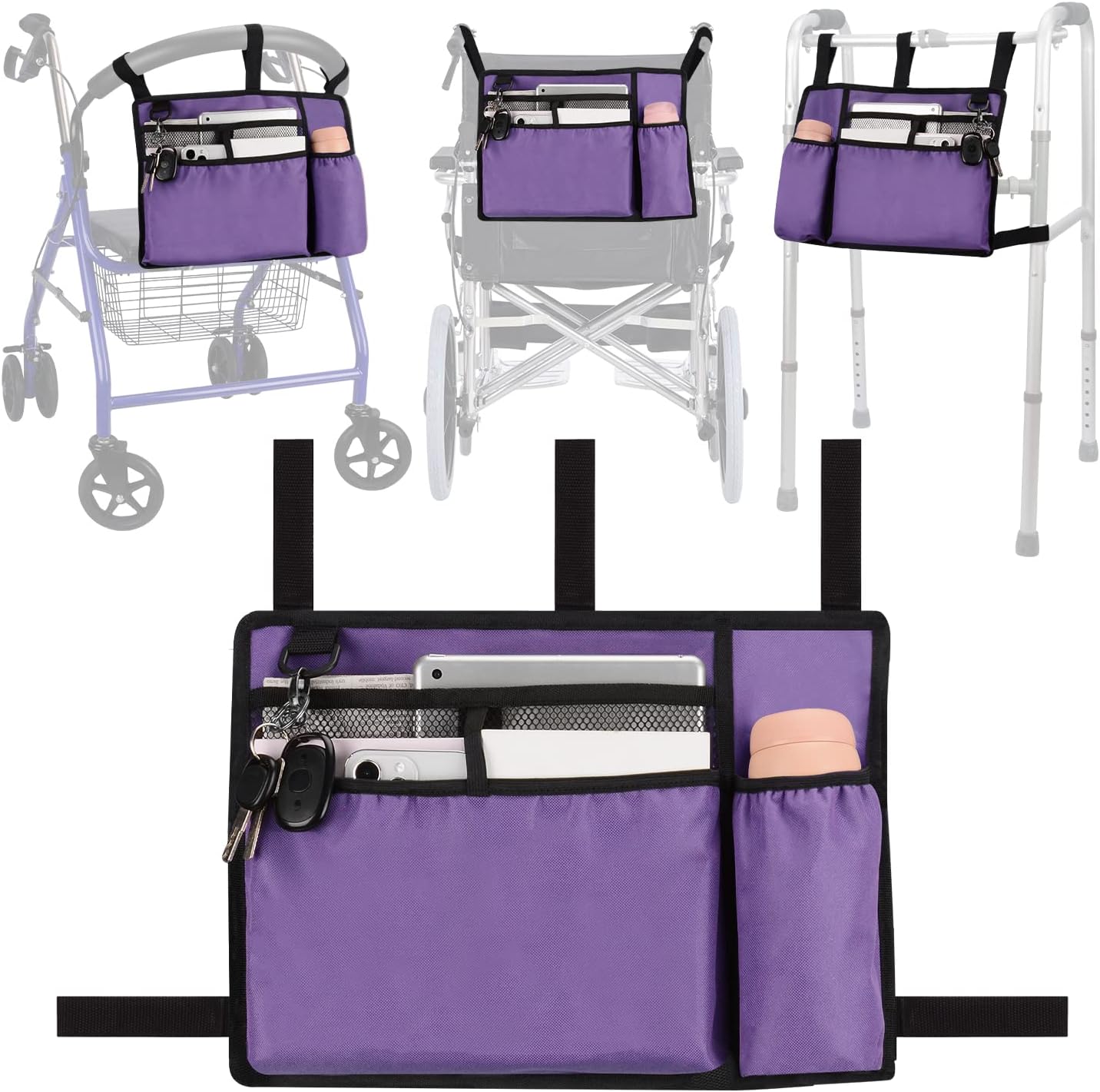 supregear Walker Bag with Cup Holder, Water-Resistant Wheelchair Pouch ...