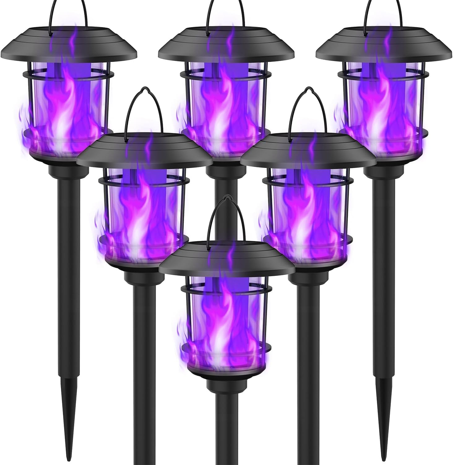 Amazon.com : Dynaming 6 Pack Solar Flame Torch Lights Outdoor, Dual Use ...