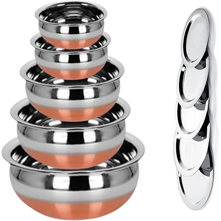 Buy Bhaumik Stainless Steel copper bottom Handi set with lid cookware ...