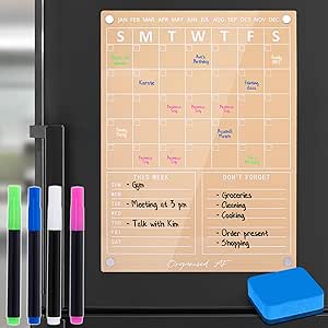 Amazon.com : Organised AF Magnetic Dry Erase Calendar – Stylish ...