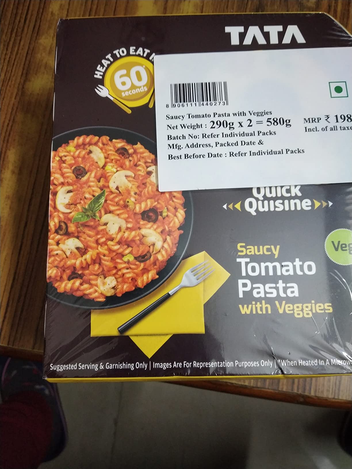Tata Q Ready to Eat Veg Saucy Tomato Pasta with Veggies - 290g (Pack of ...