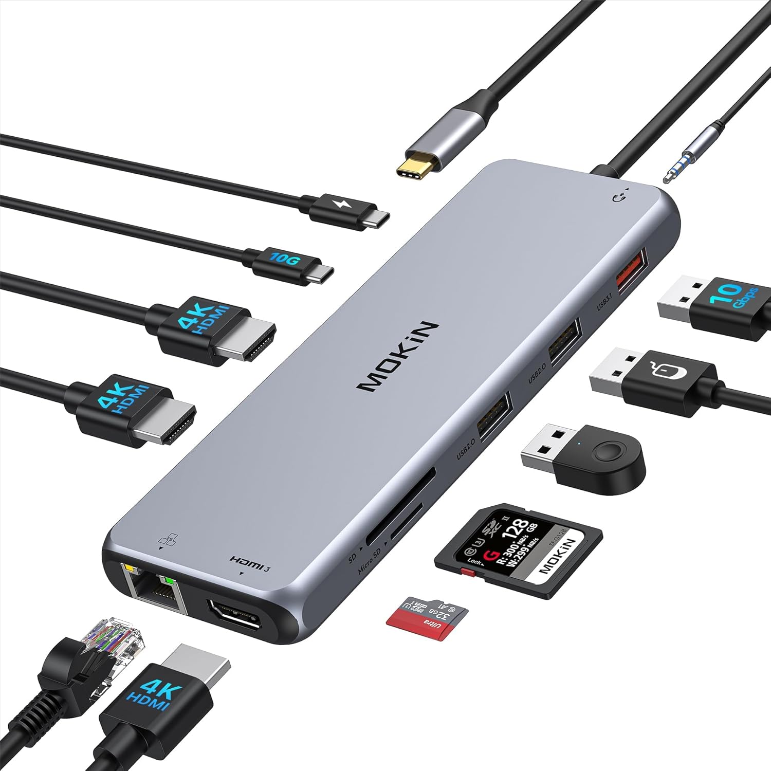 Amazon.com: 3 HDMI Docking Station 3 Monitors USB C Hub Laptop Dual ...