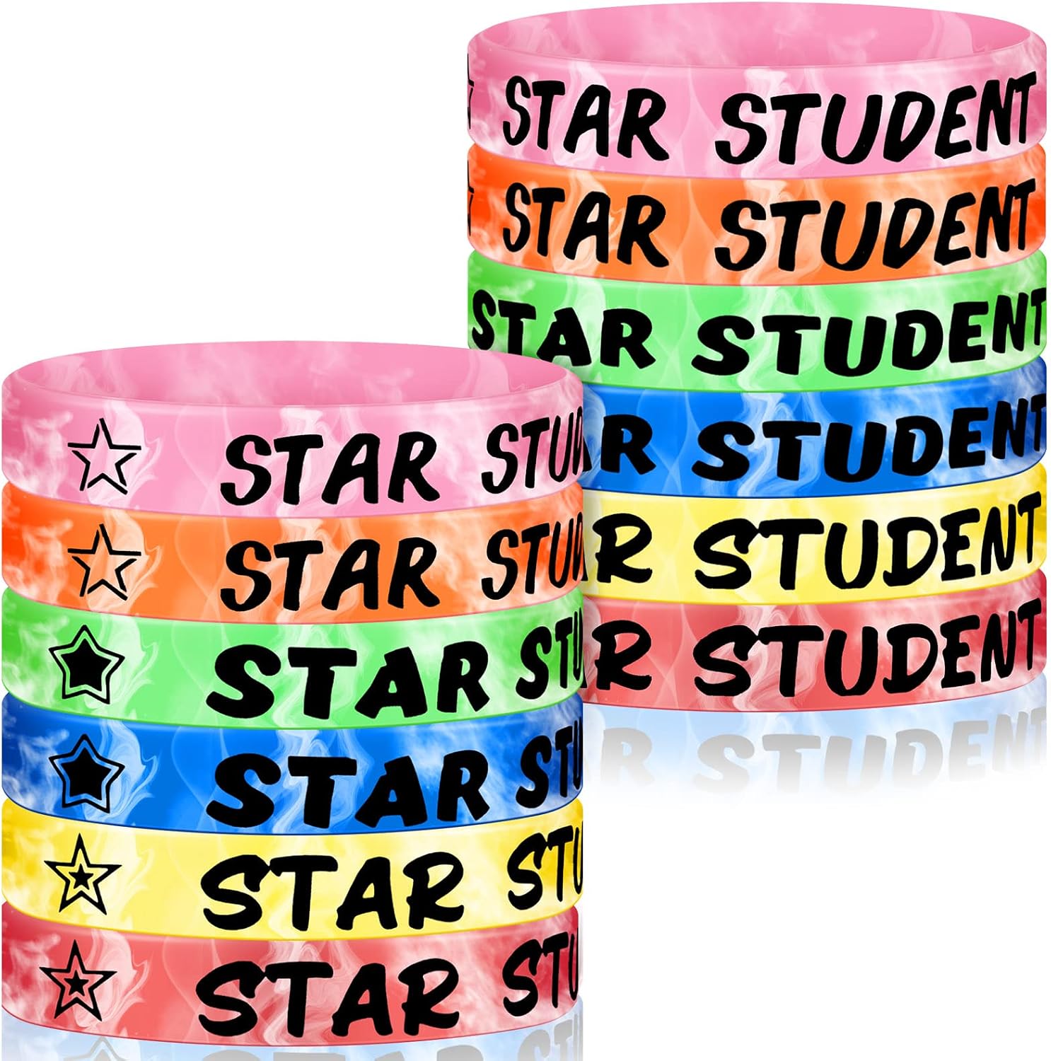 Amazon.com: 36 Pieces Star Student Wristbands Assorted Color Beautiful ...