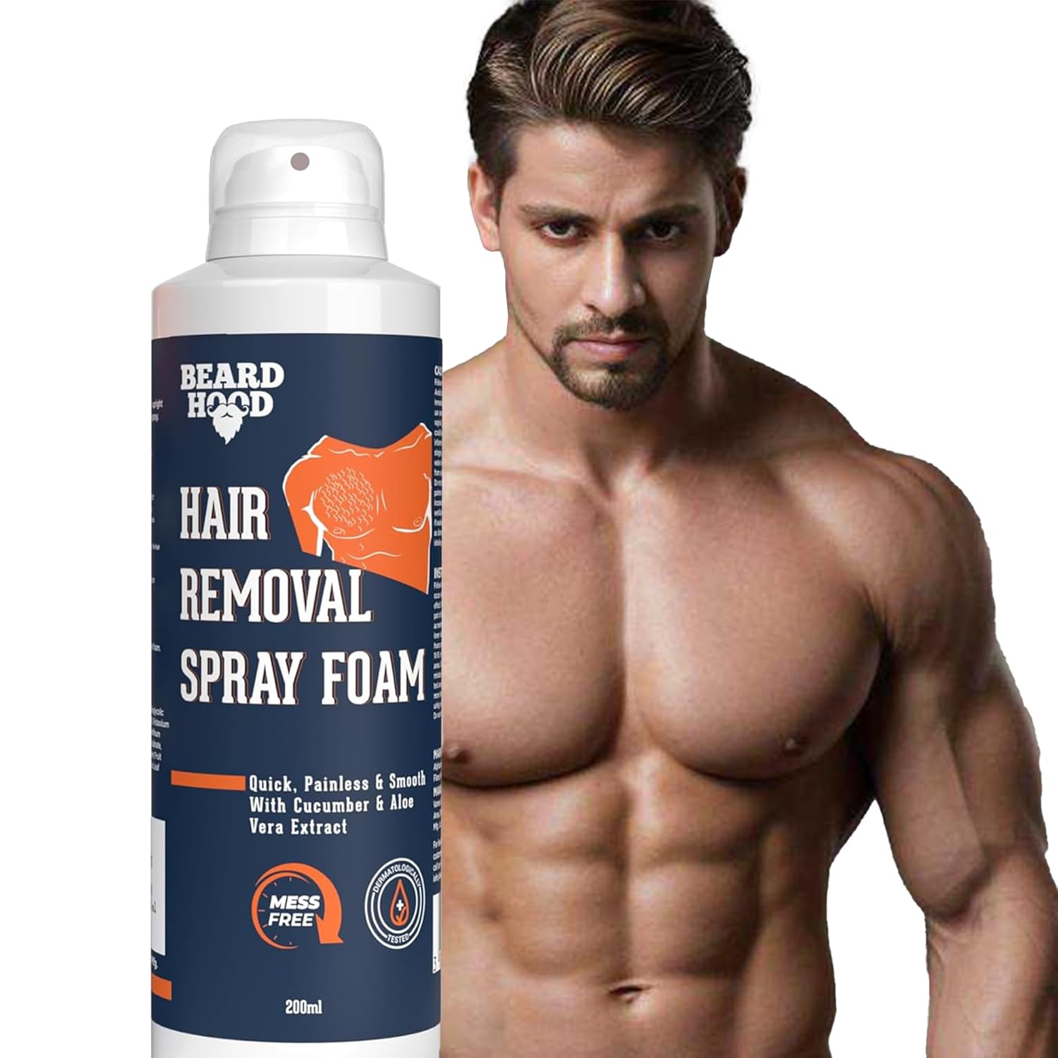 Buy Beardhood Hair Removal Cream Foam Spray For Men 200ml | Mess Free ...