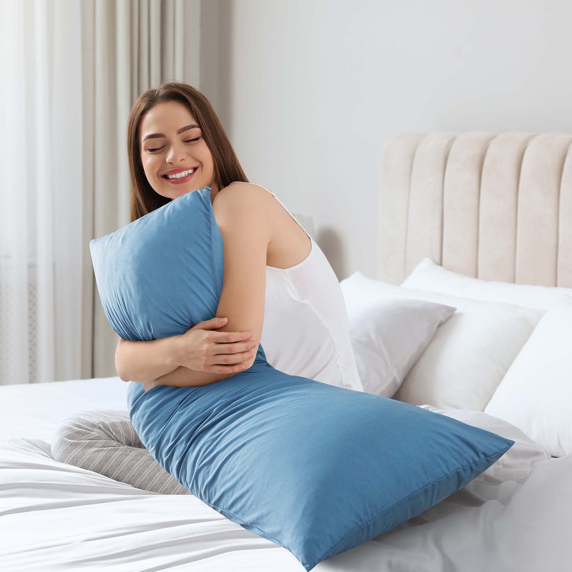 WhatsBedding Memory Foam Body Pillow with Cooling Zippered Cotton Cover ...