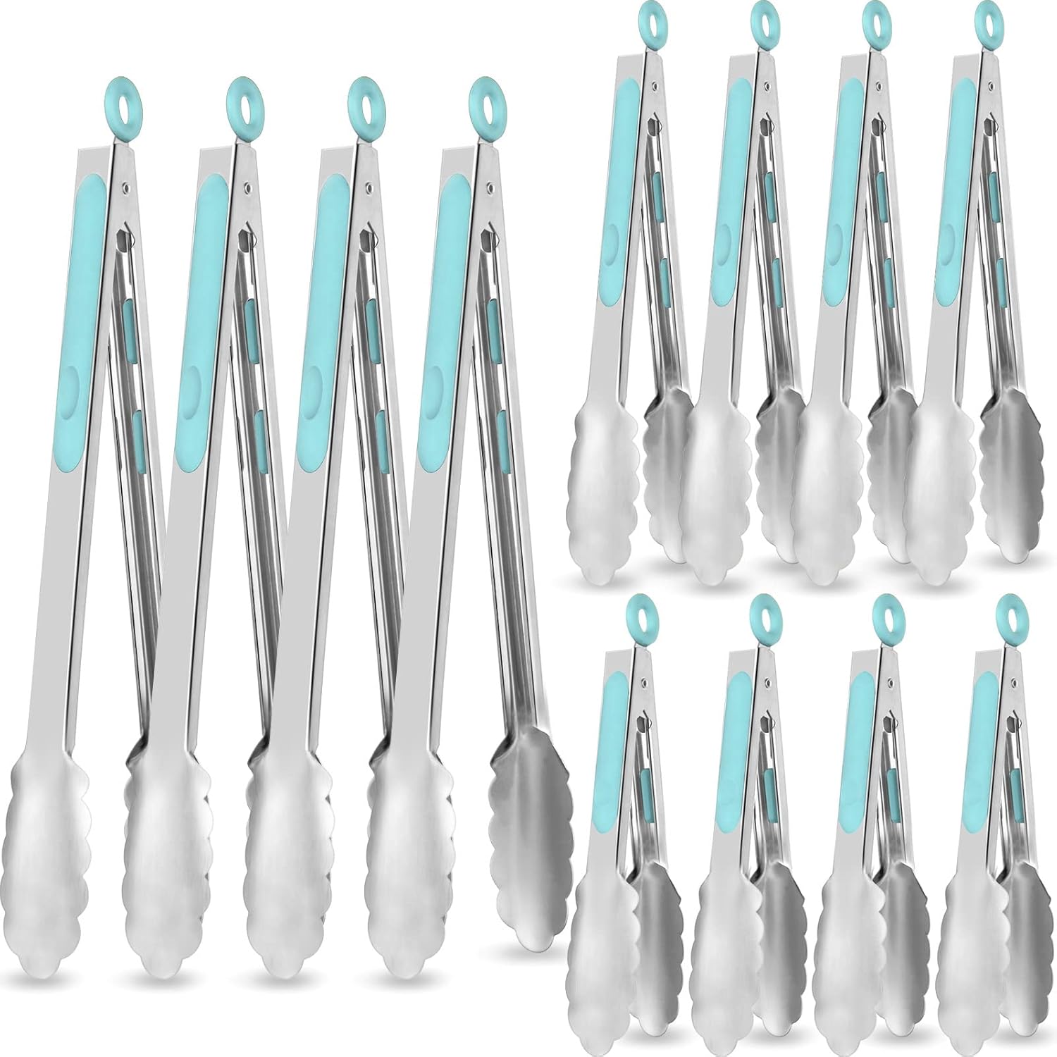 Amazon.com: 12 Pack Stainless Steel Kitchen Tongs 7/9/12 Inches Food ...