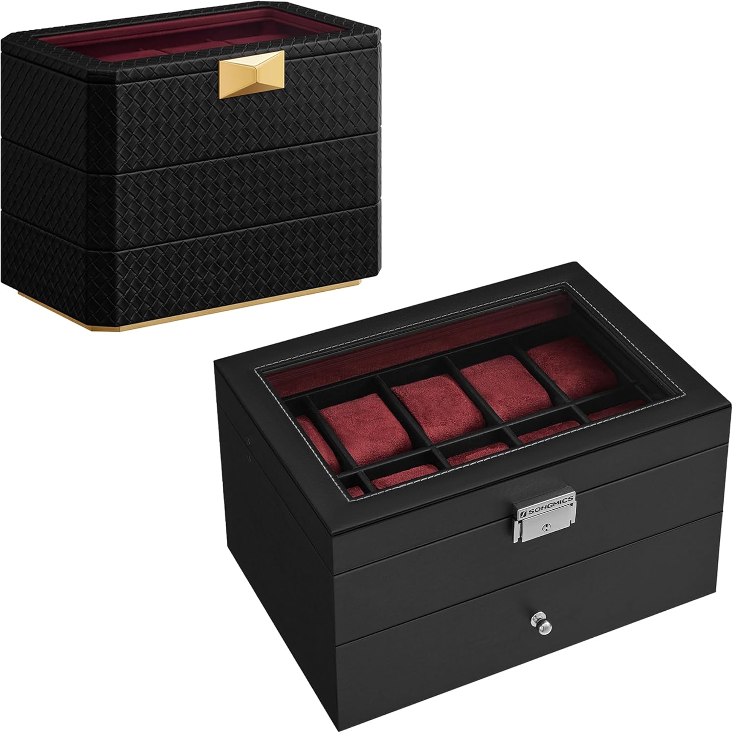Amazon.com: SONGMICS 20-Slot Watch Box and 3-Tier Watch Box Bundle ...