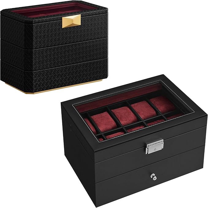 Amazon.com: SONGMICS 20-Slot Watch Box and 3-Tier Watch Box Bundle ...