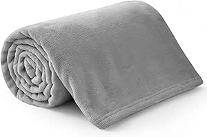 RUIKASI Fleece Blanket Grey Throws - Fluffy Soft Solid Throw Blanket ...